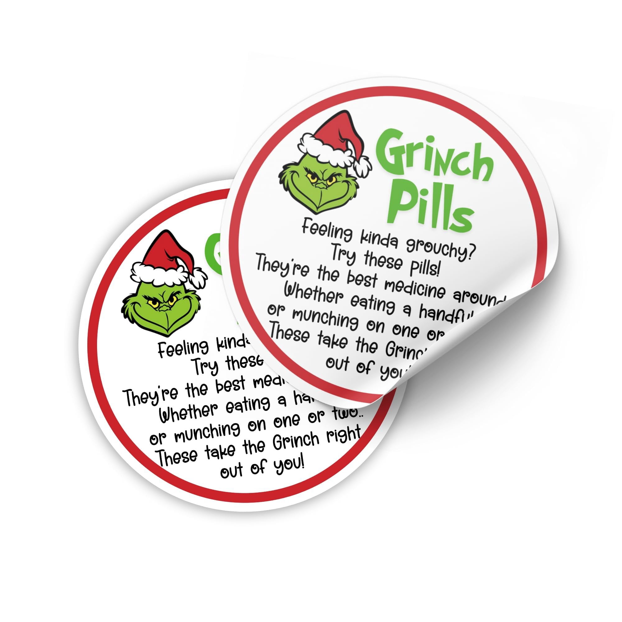 Grouch Pills 2 inch Labels for Candy 40 Pack White and Green Stickers ...