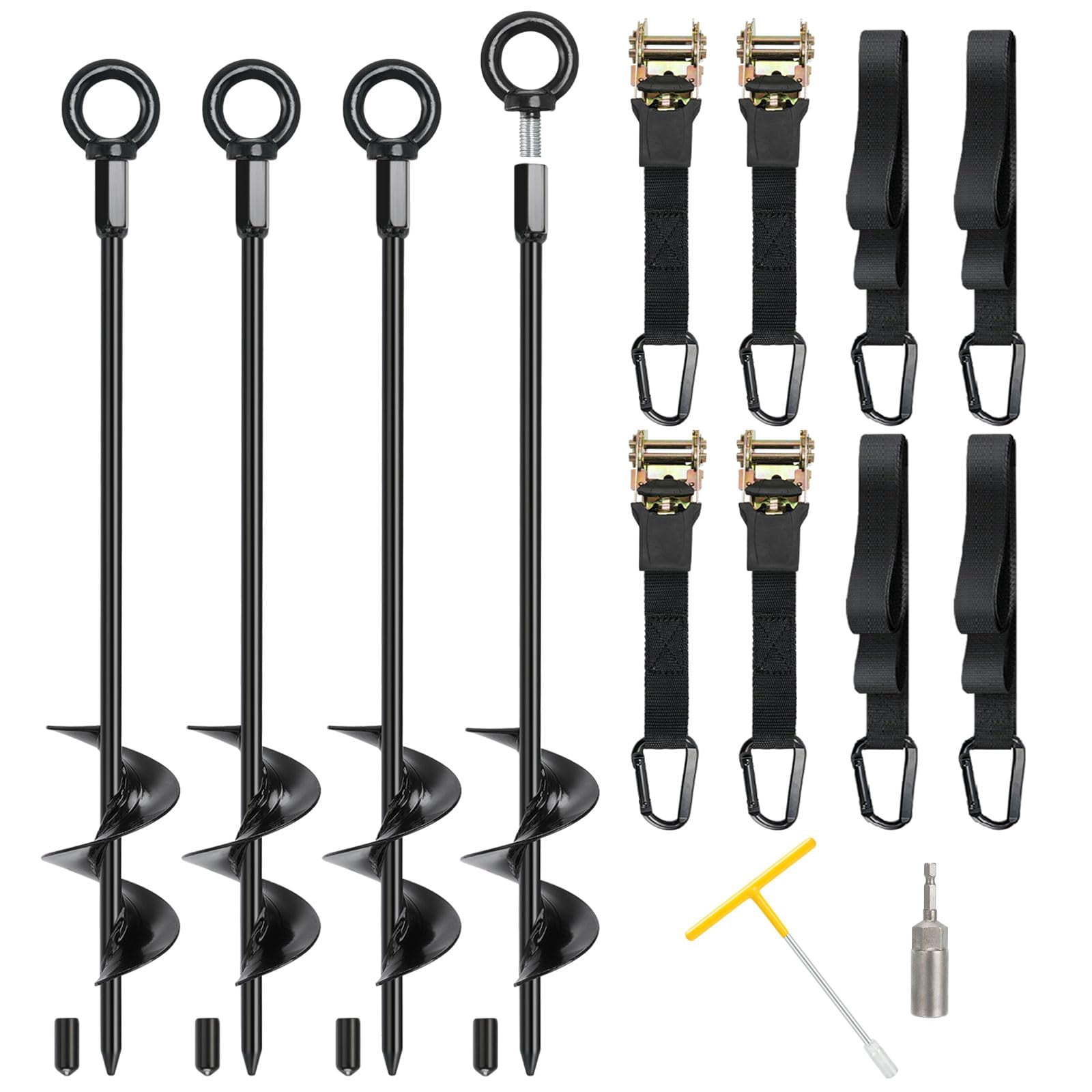 Ground Anchors, 4 Pack 18" RV Awning Tie Kit, Shed Anchor Kit, Screw in ...