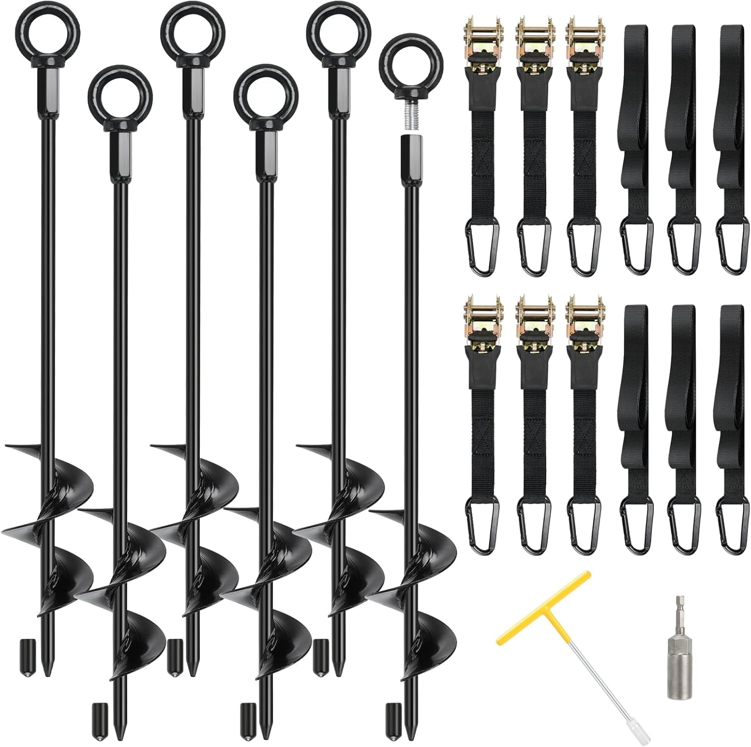 Ground Anchors, 6 Pack 18" Shed Anchor Kit, Screw in Tent Stakes, Fully ...