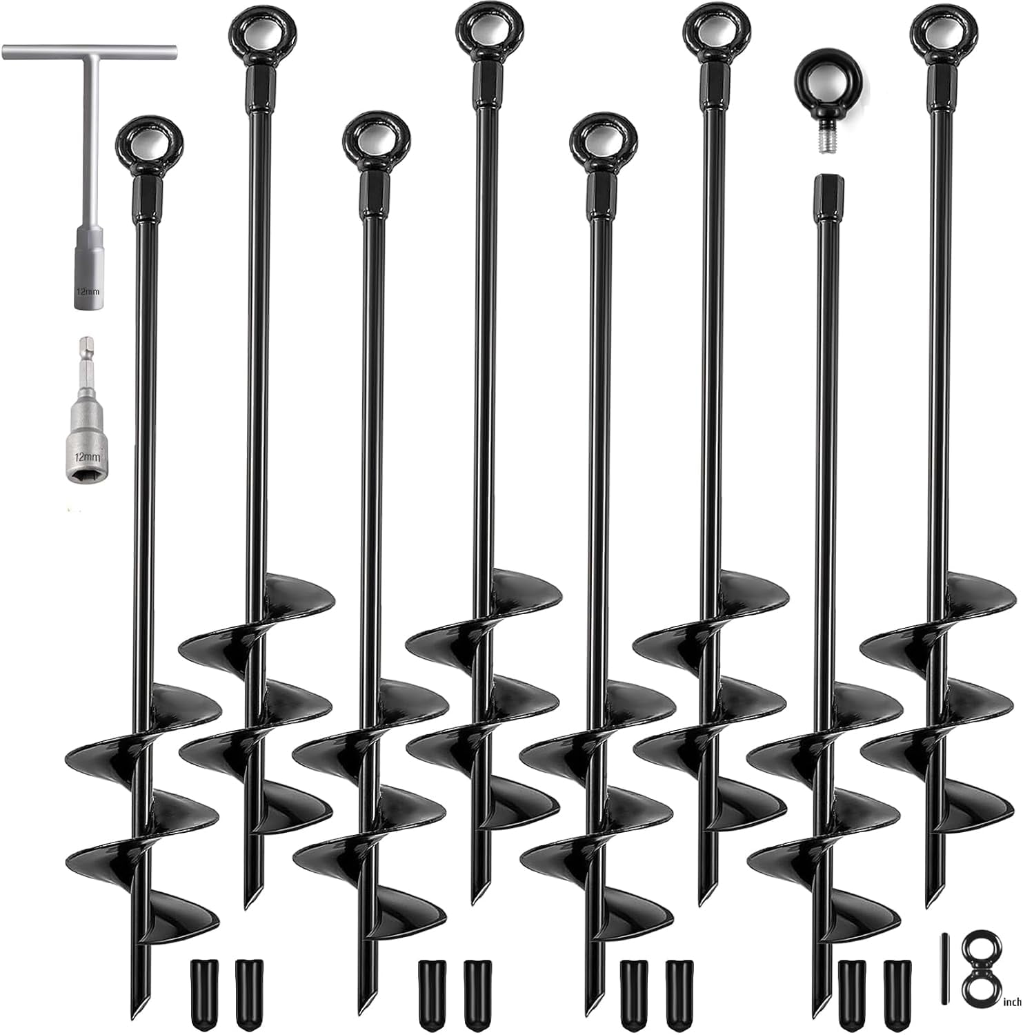 Ground Anchors Heavy Duty, Swing Set Anchor Kit 18 Inch 8 Pack Screw in ...