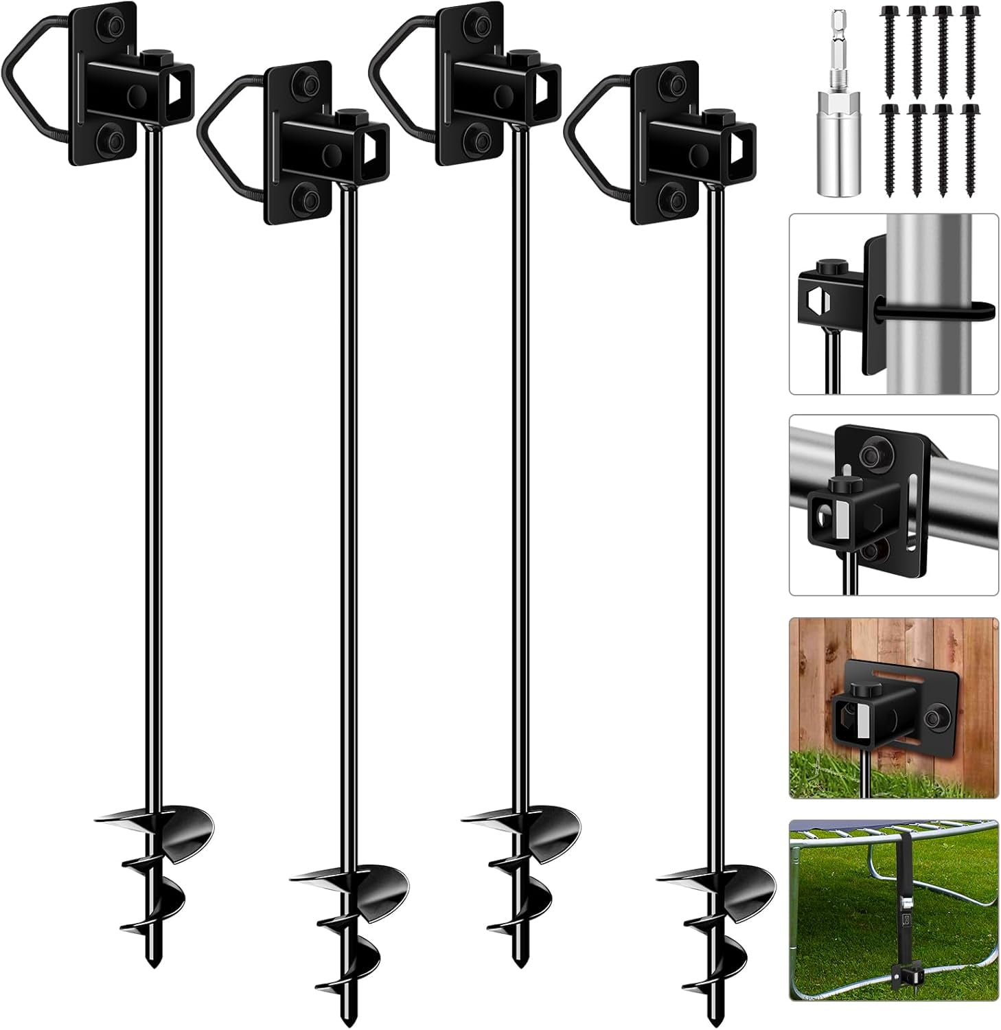 Ground Anchors Screw in , Multi-Purpose Trampoline Stakes Heavy Duty, 3 ...