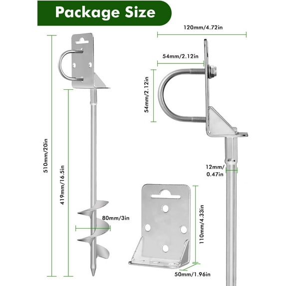 Ground Anchors Screw in, 20" Set of 4 Mobile Home Anchors, Storage Shed ...