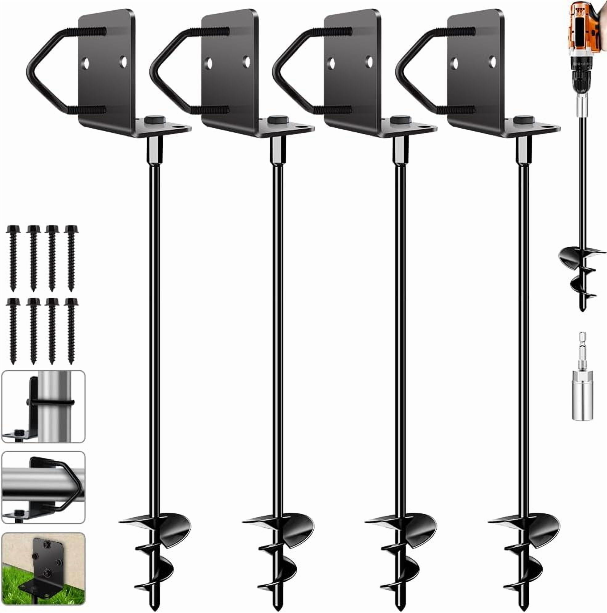 Ground Anchors Shed Anchors 27" Set of 4 Trampoline Stakes Screw in ...