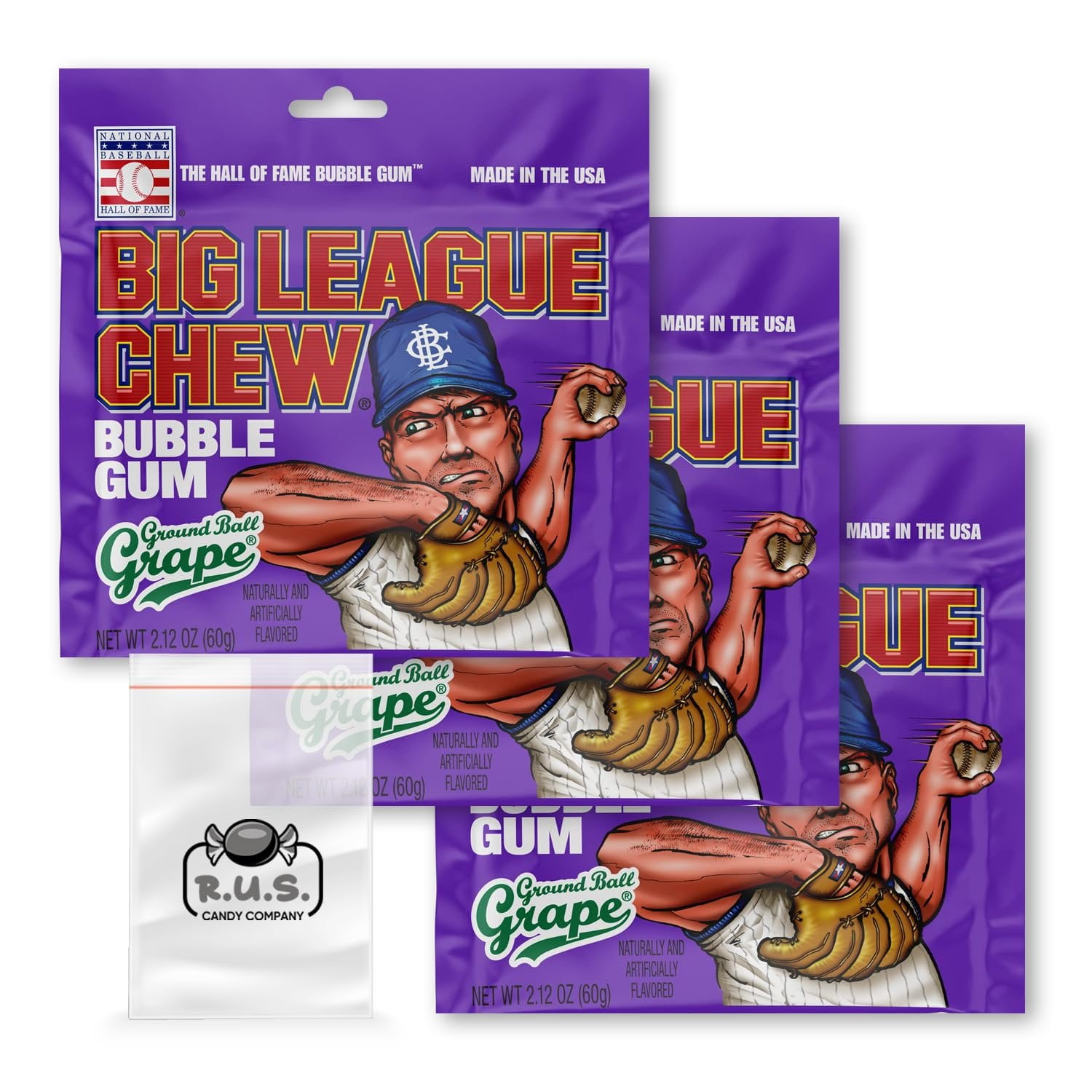 Ground Ball Grape Flavored Shredded Bubble Gum- 3 Pack- 2.12oz each ...