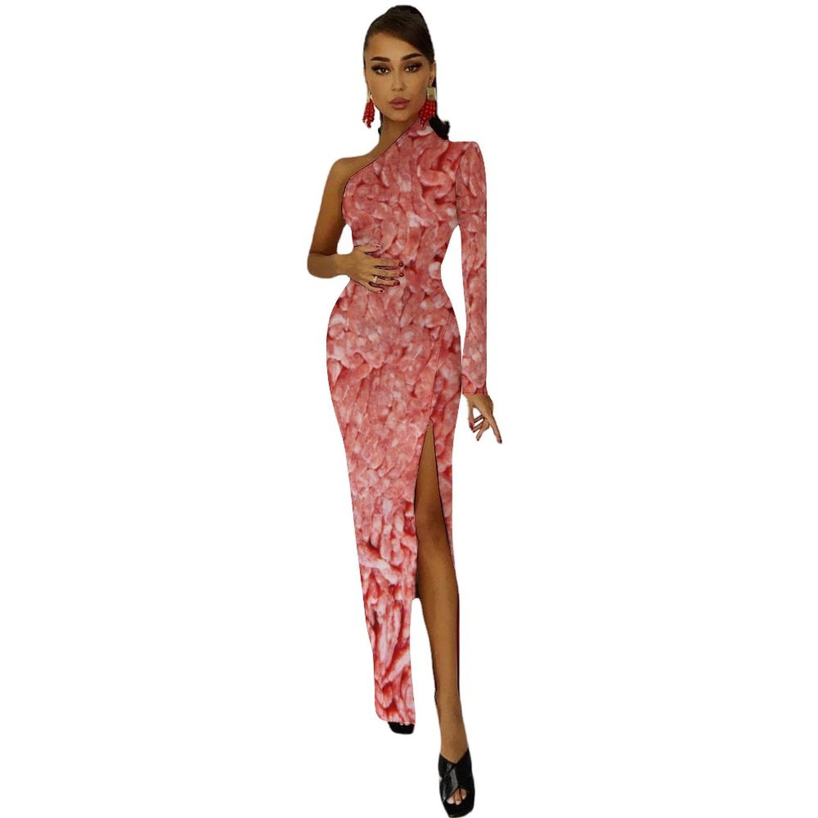 Ground Beef Half Dleeve Split Dress Dresses gala birthday dress purple ...