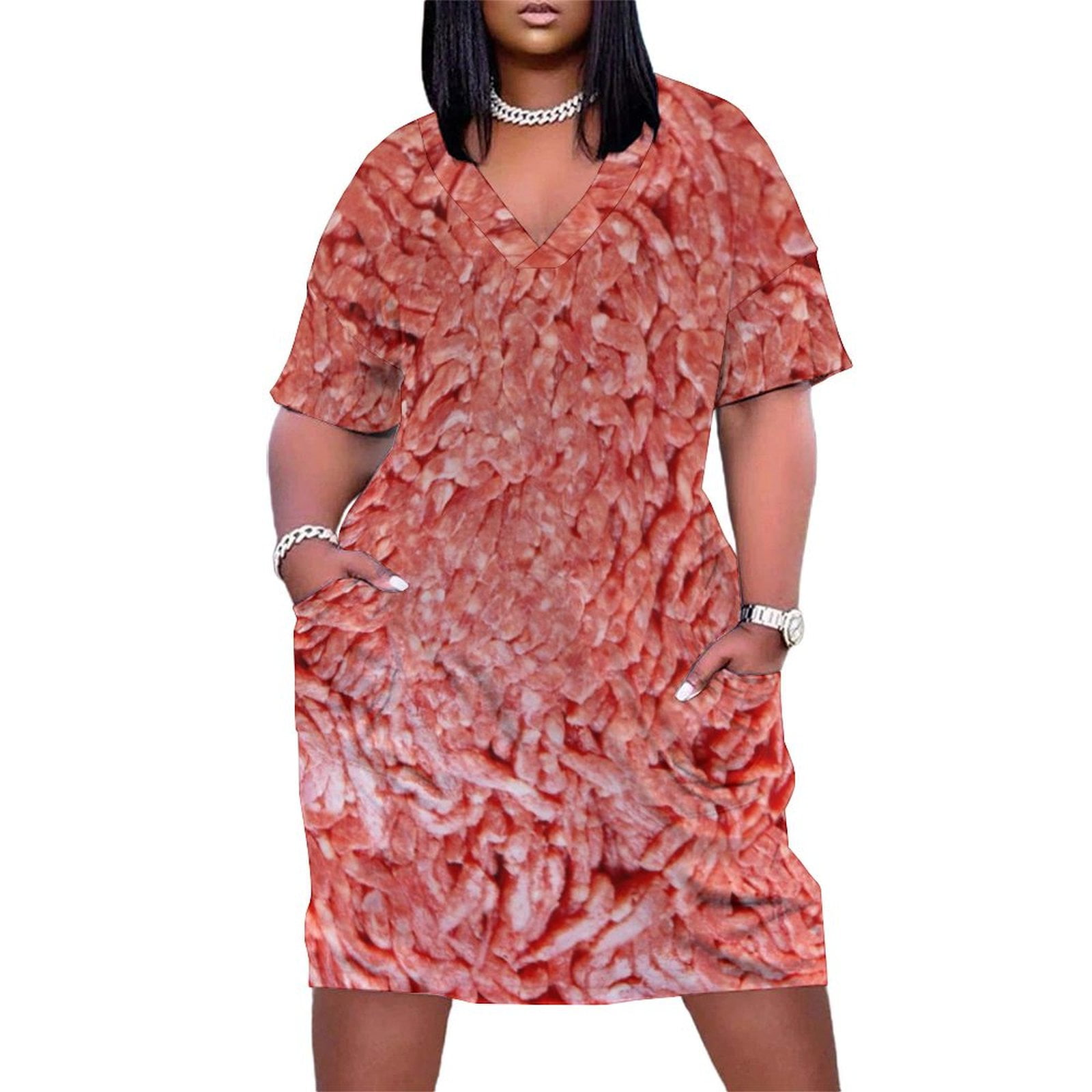 Ground Beef Loose Pocket Dress luxury woman evening dress Party dresses ...