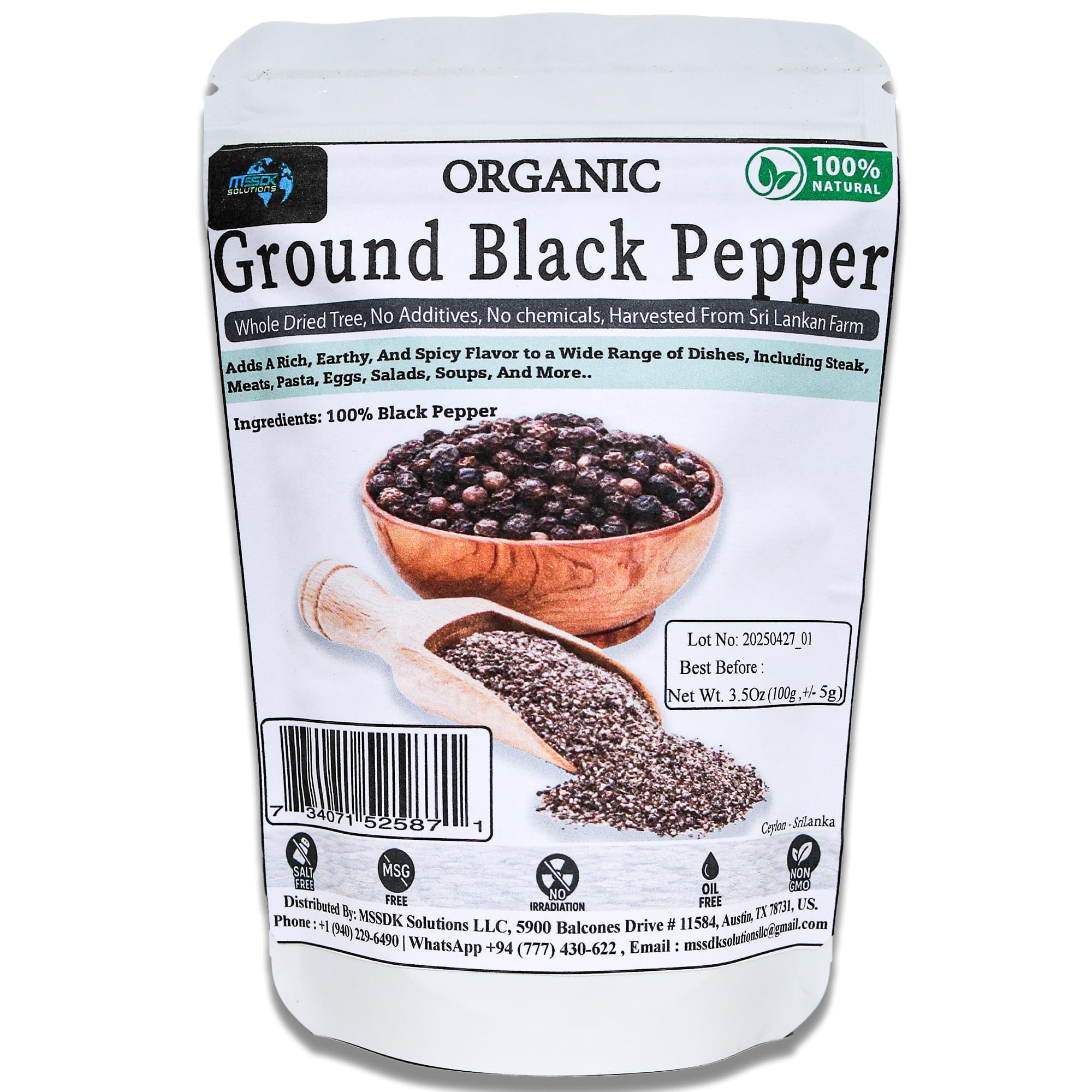 Ground Black Pepper - YYF14 Fresh Premium Black Peppercorn Fine Ground Pepper, Authentic Ceylon ...