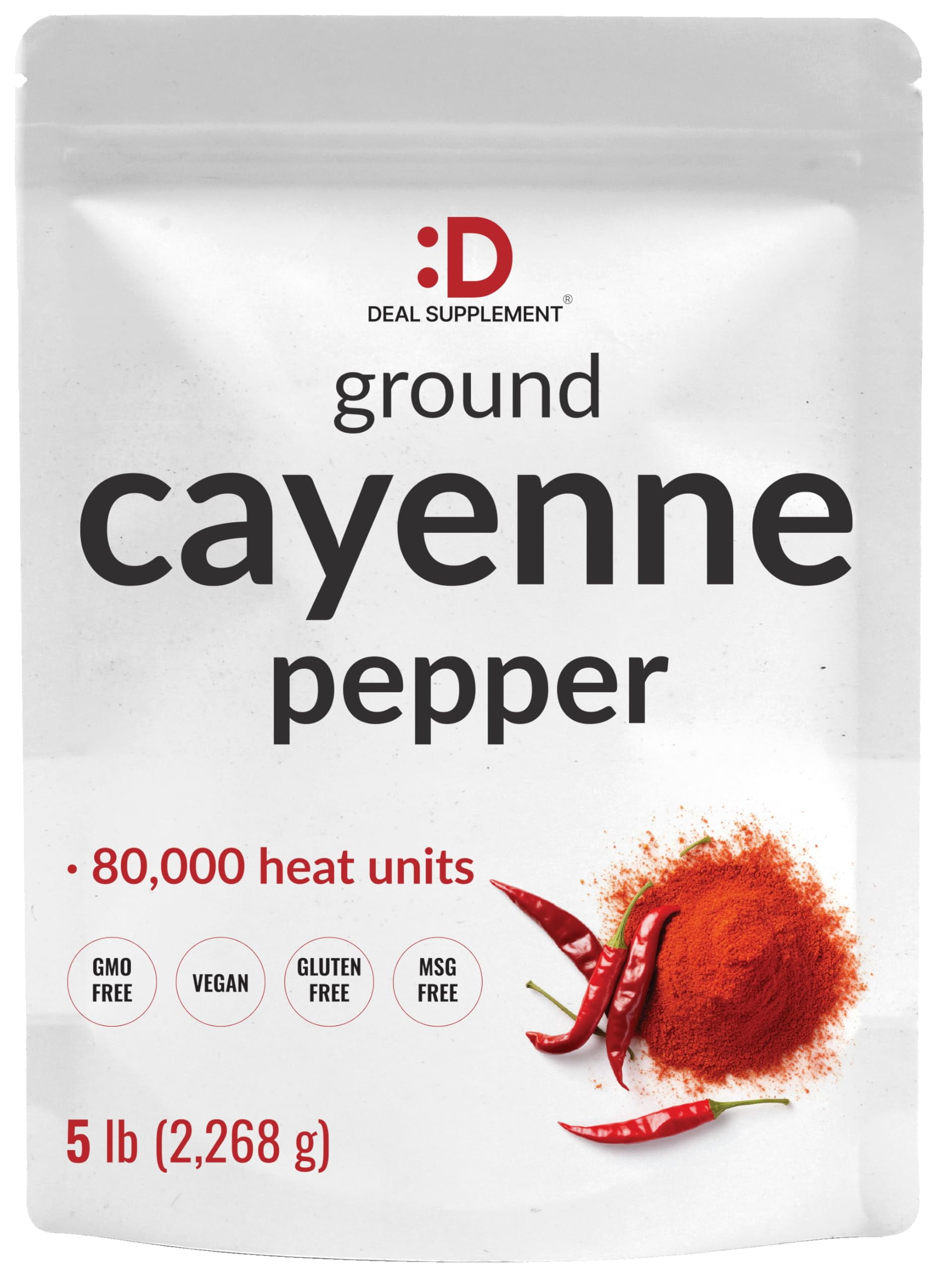Ground Cayenne Pepper Powder, BCF26 5 Pounds - Extra Hot 80,000 Heat Units - Raw Spicy Red ...