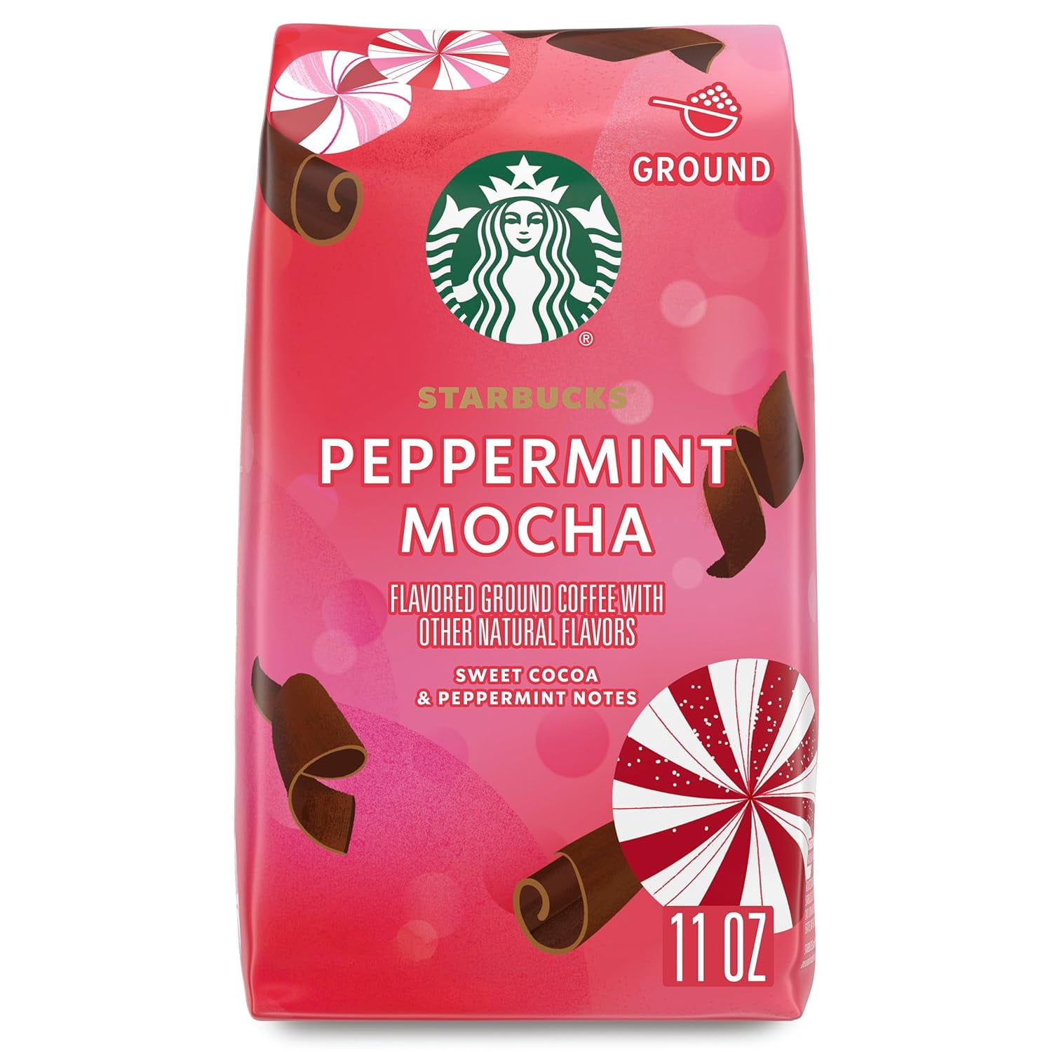 Ground Coffee, Peppermint Mocha Naturally Flavored Coffee, 100% Arabica ...