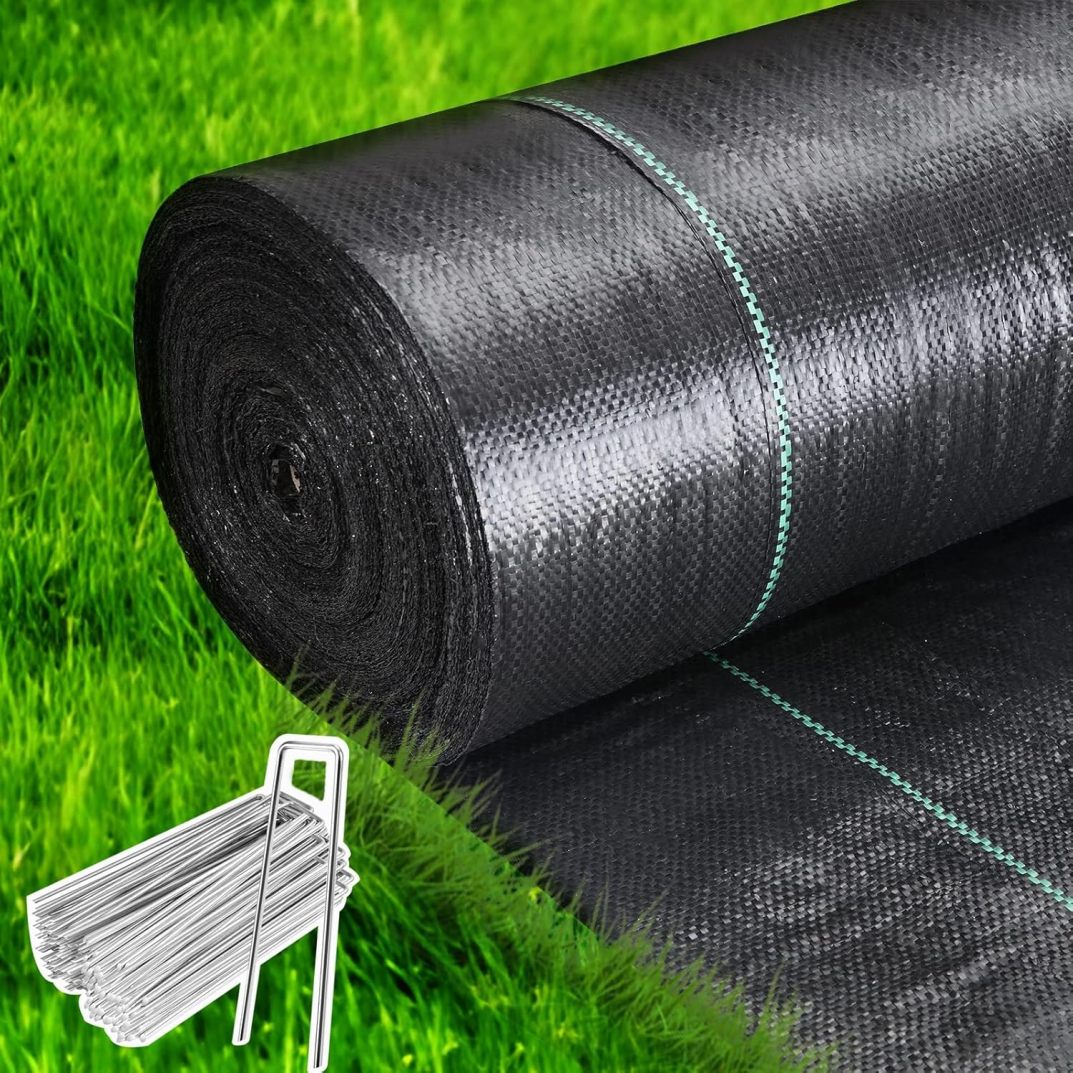 Ground Cover Membrane Weed Blocker Fabric, 2ft Wide with Ground Nails ...