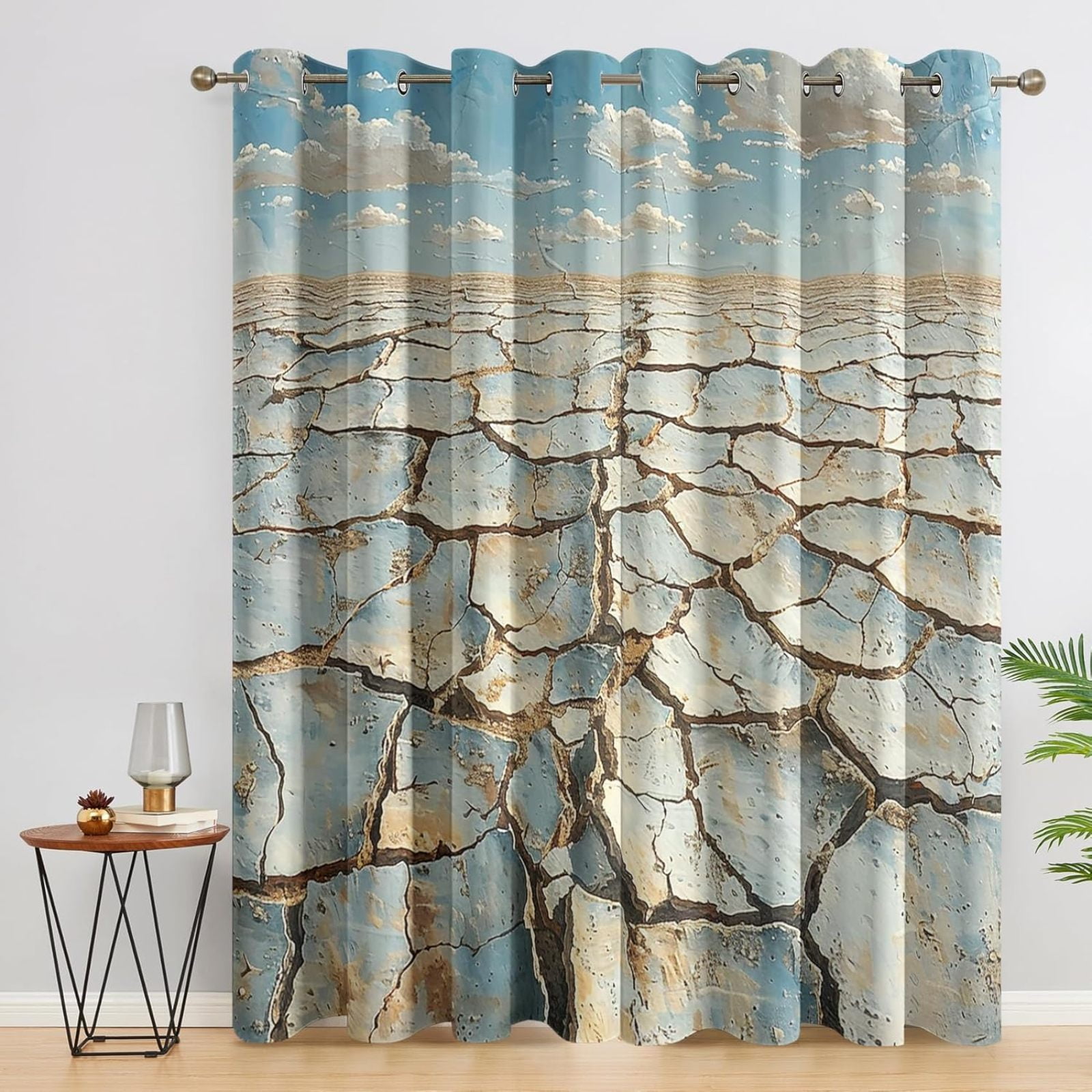 Ground Crack Curtains For Living Room, Nature Art Pattern Design ...