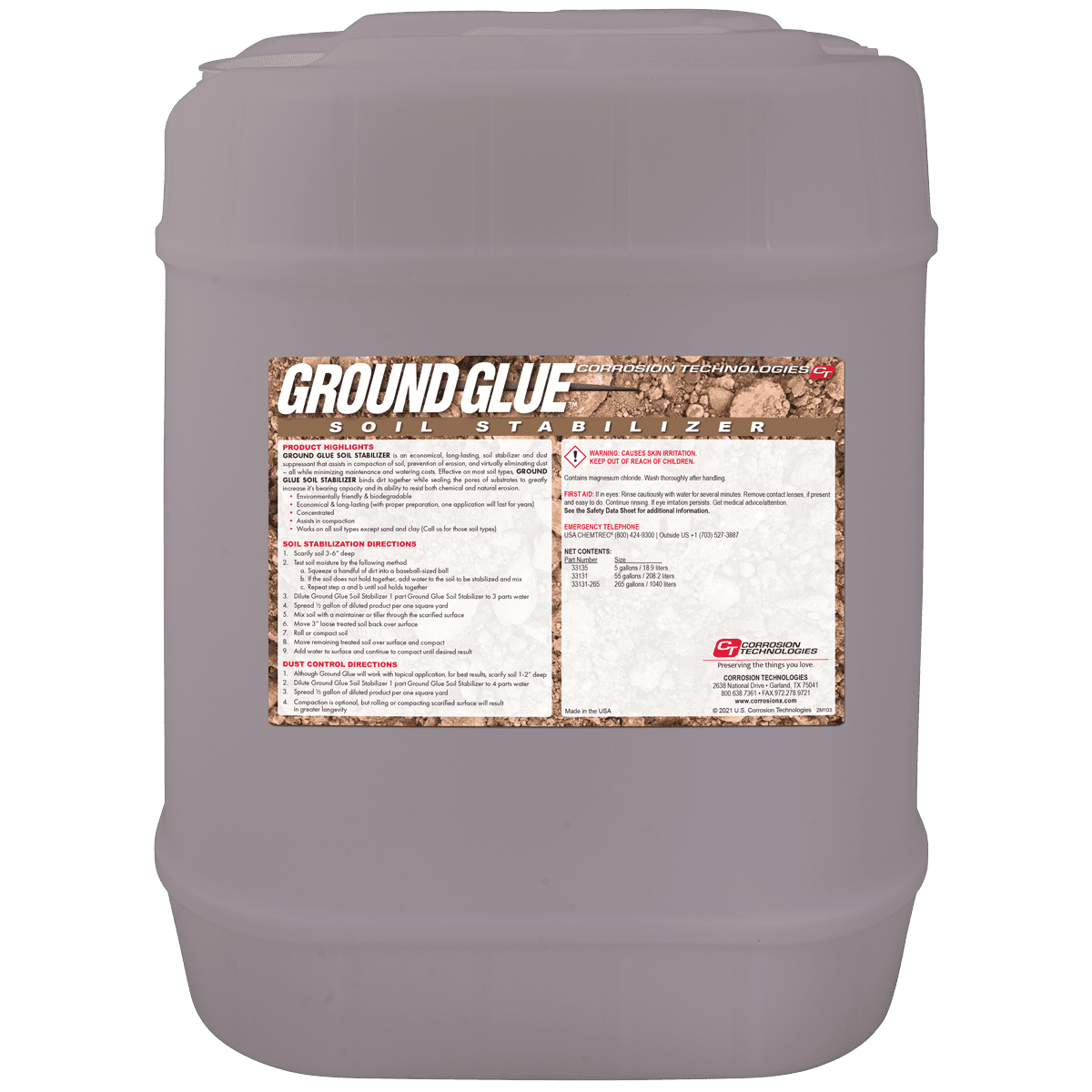 Ground Glue Soil Stabilizer compaction aid and erosion control 5 gallon ...