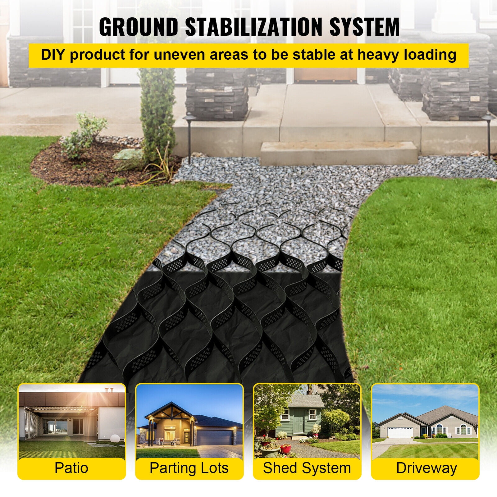 Ground Grid Paver Geocell Grid 3in Thick Geo Grid 25x9.5ft HDPE for ...