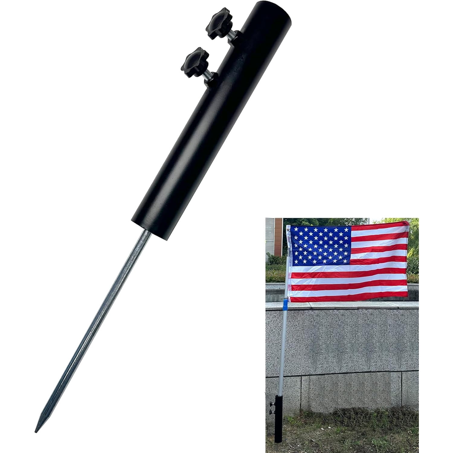 Ground Mount for Portable Flagpole, Metal Inground Flag Pole Holder ...