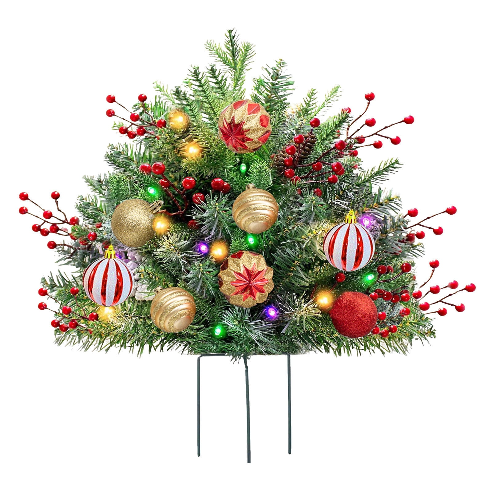 Ground Plug Christmas Tree with 8 Lighting Modes – 2ft Outdoor Lighted ...