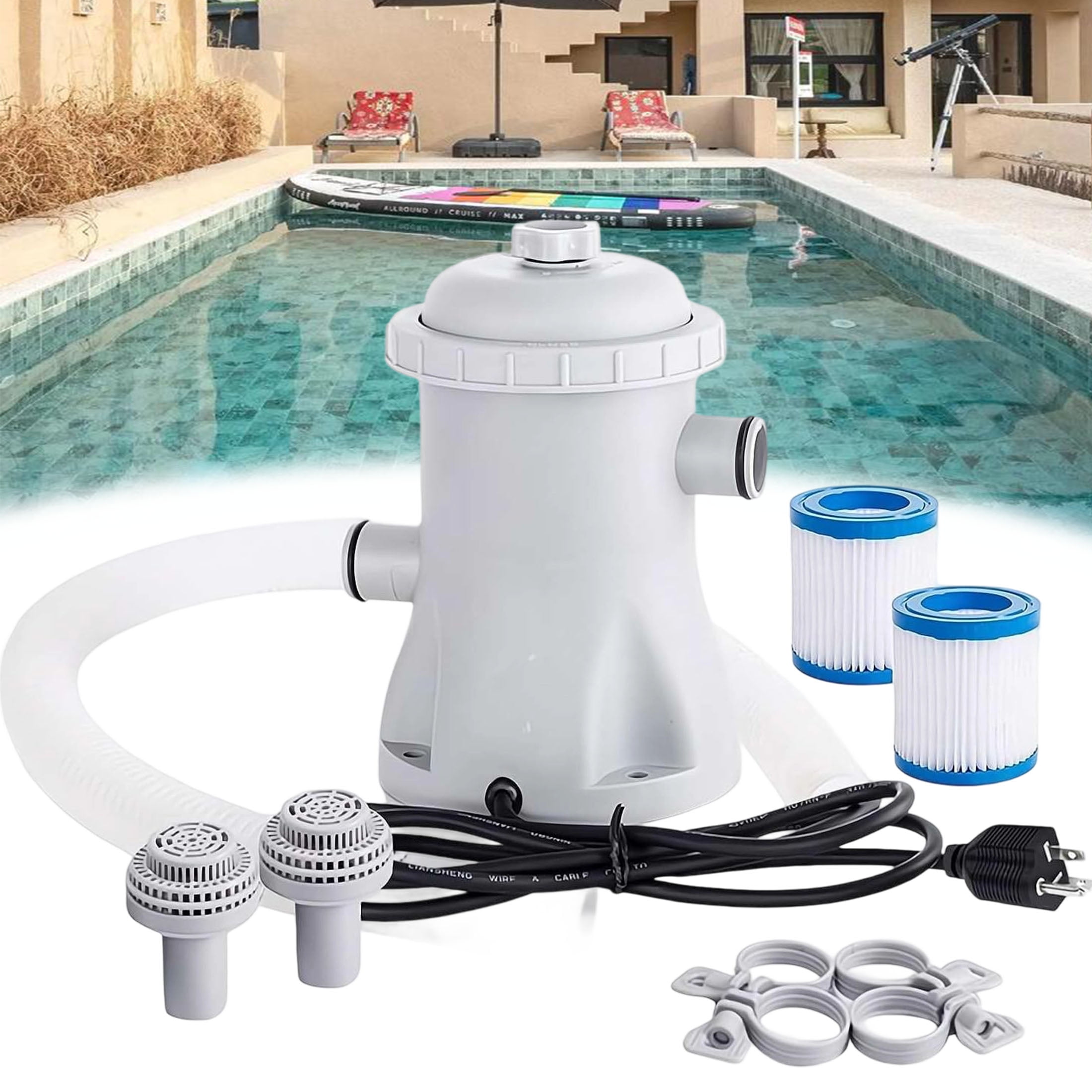 Above Ground Pool Filter Pump, 330 GPH Pump Rate Pool Filter,Paddling ...