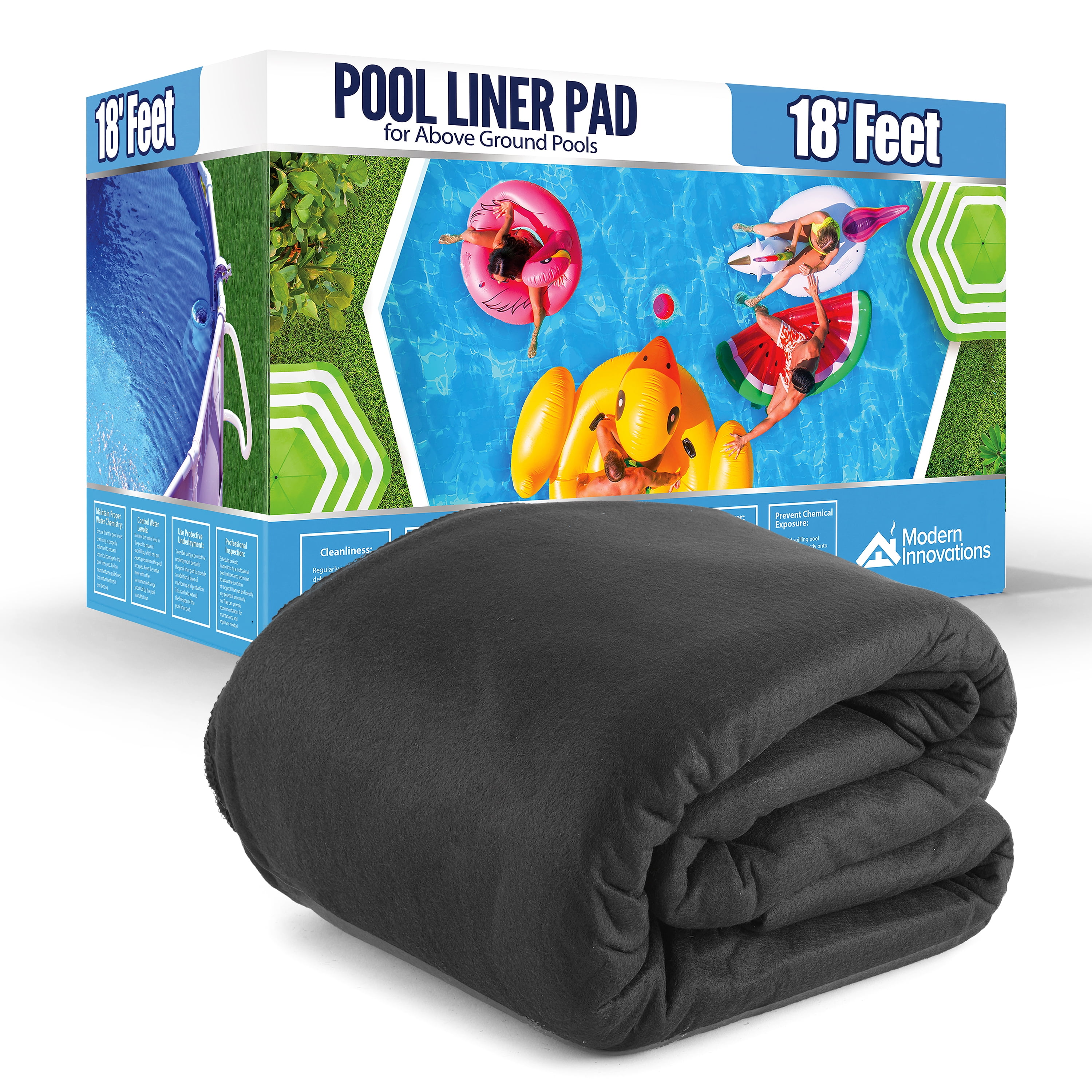Modern Innovations, Above Ground Pool Liner Pad, 18' Round, Heavy Duty ...