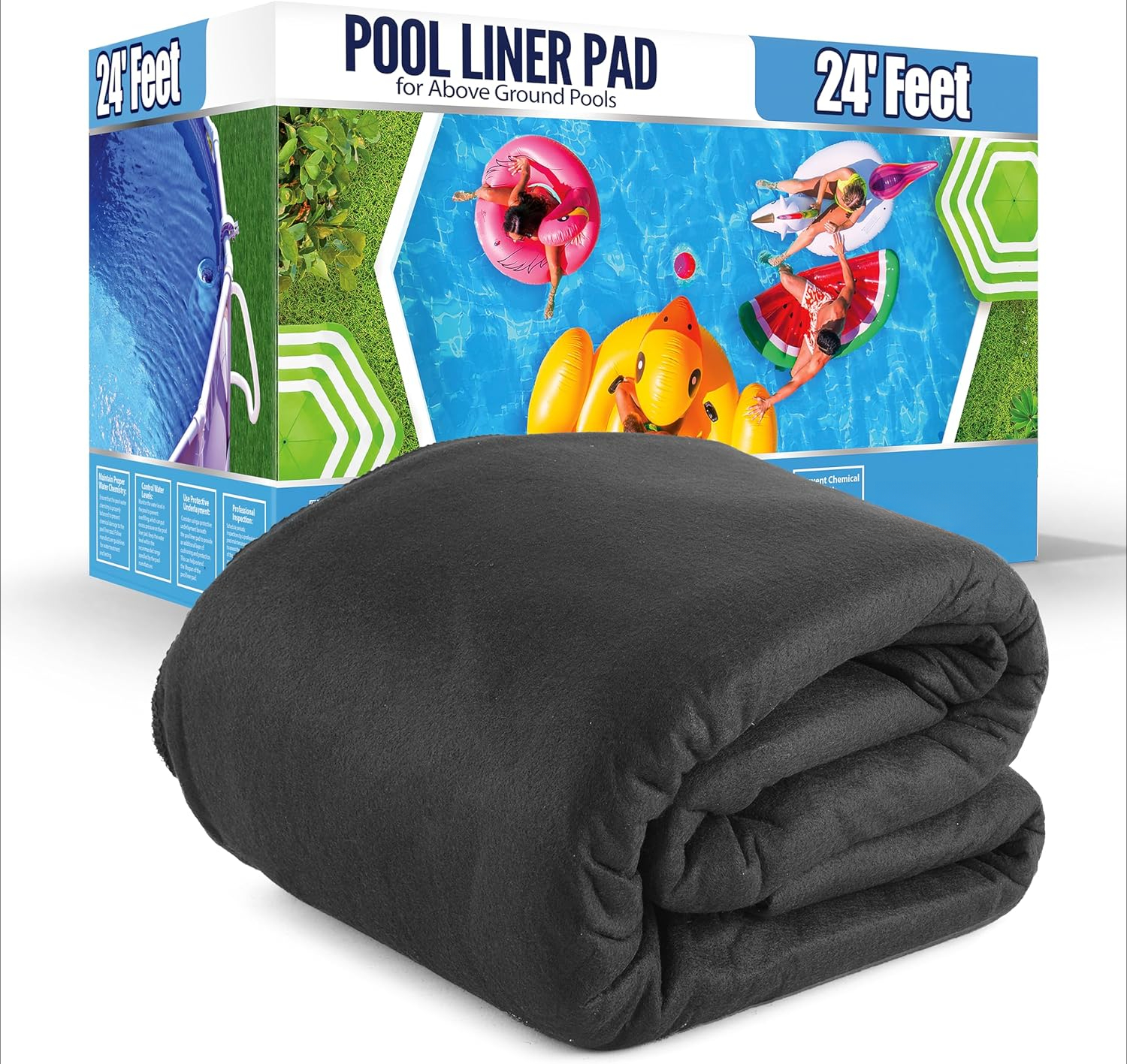 Above Ground Pool Liner Pad, 21' Foot Round, Pre-Cut Heavy Duty Outdoor ...