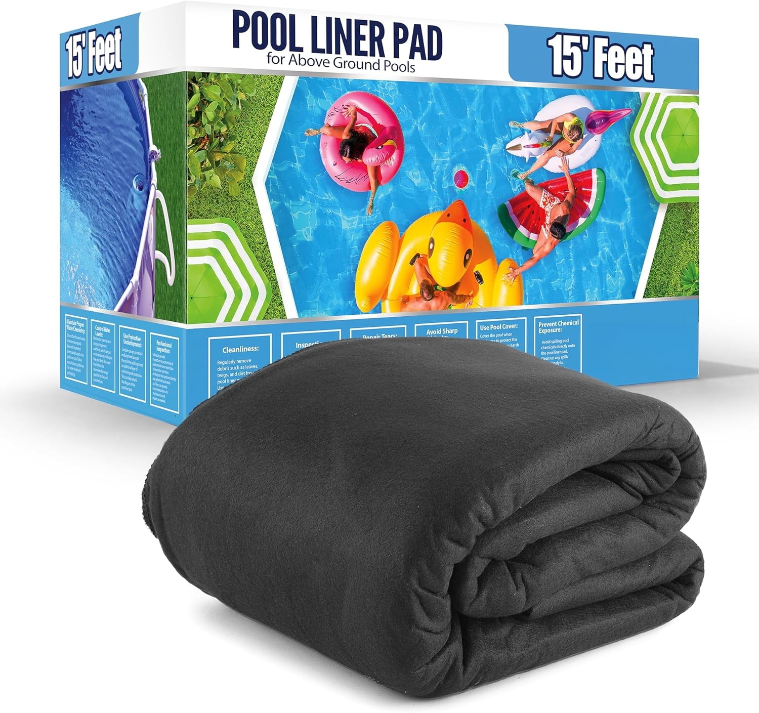 Above Ground Pool Liner Pad, 21' Foot Round, Pre-Cut Heavy Duty Outdoor ...