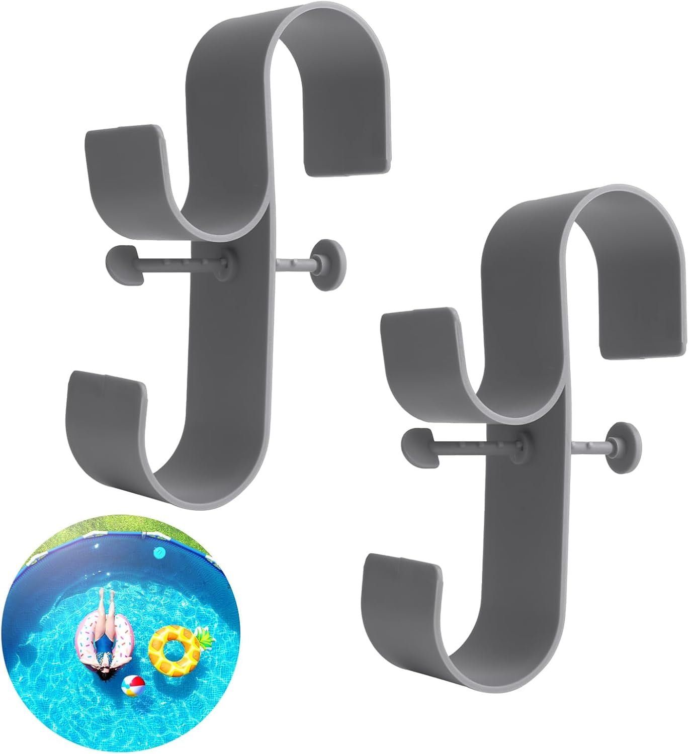 Above Ground Pool Pole Hooks, 2 Pcs Poolside Pool Leaf Skimmer Net ...