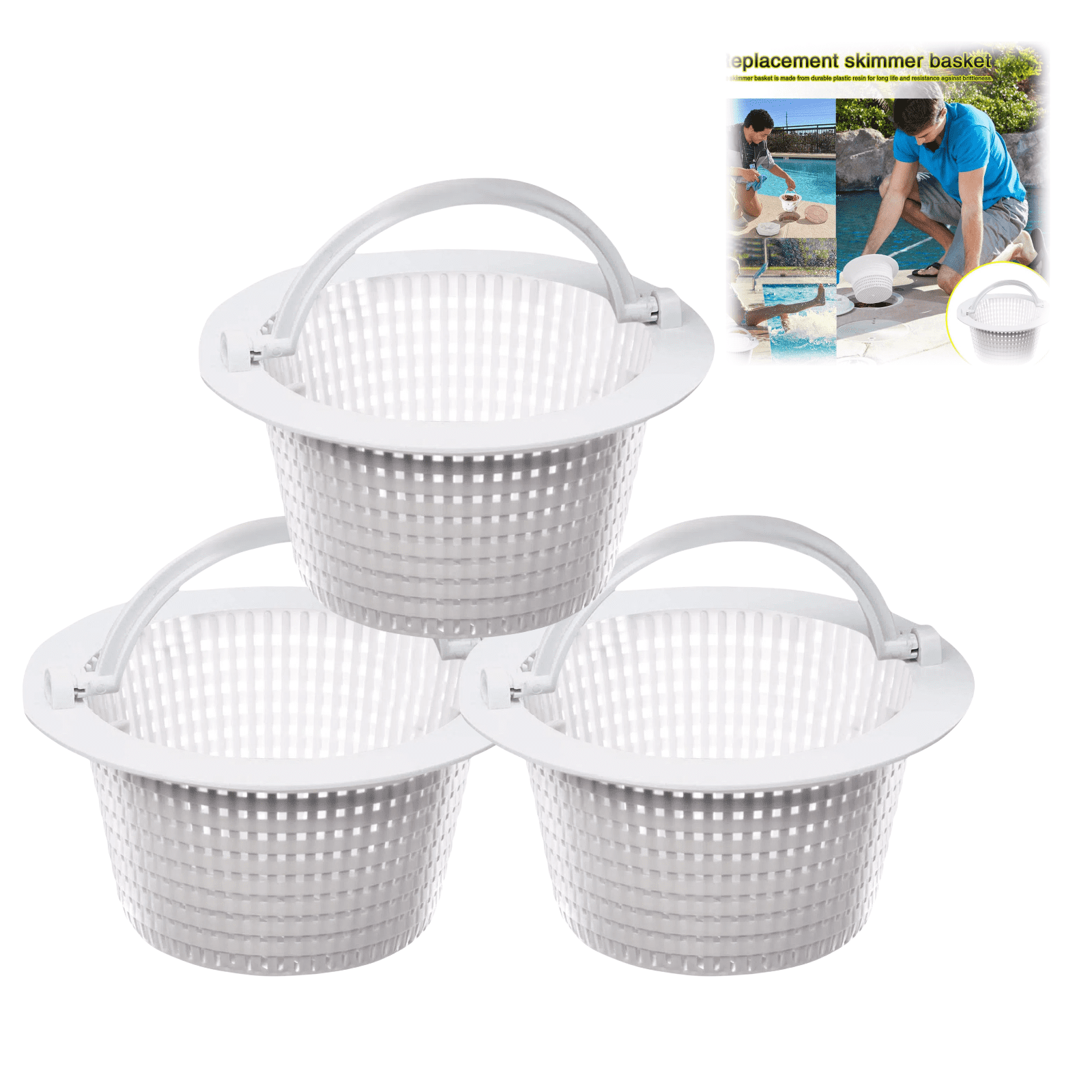 Above Ground Pool Thru-Wall Skimmer Baskets with Handles, 3 Pack ...