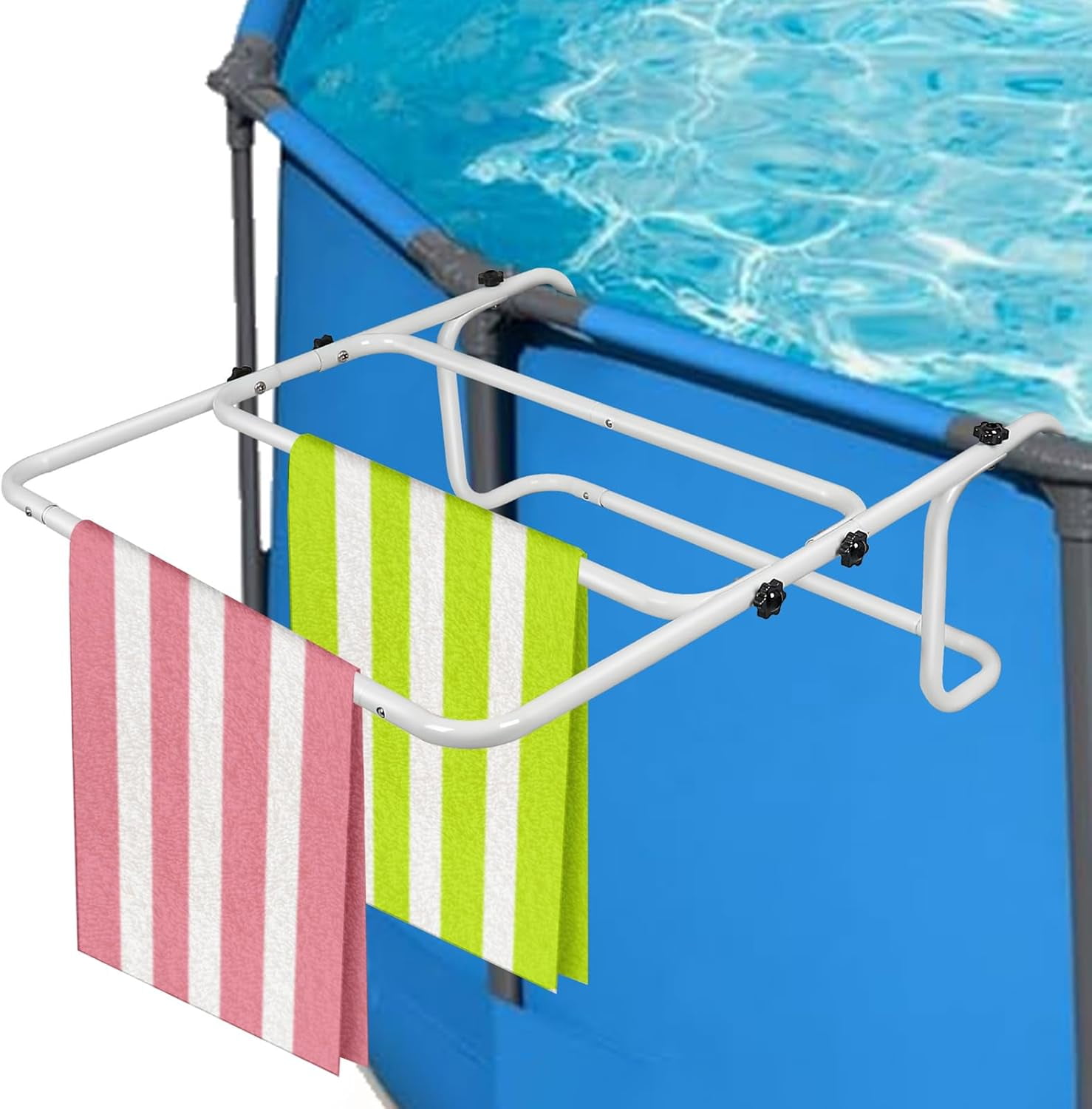 Above Ground Poolside Pool Towel Rack Outdoor Metal, Outdoor Pool Side ...