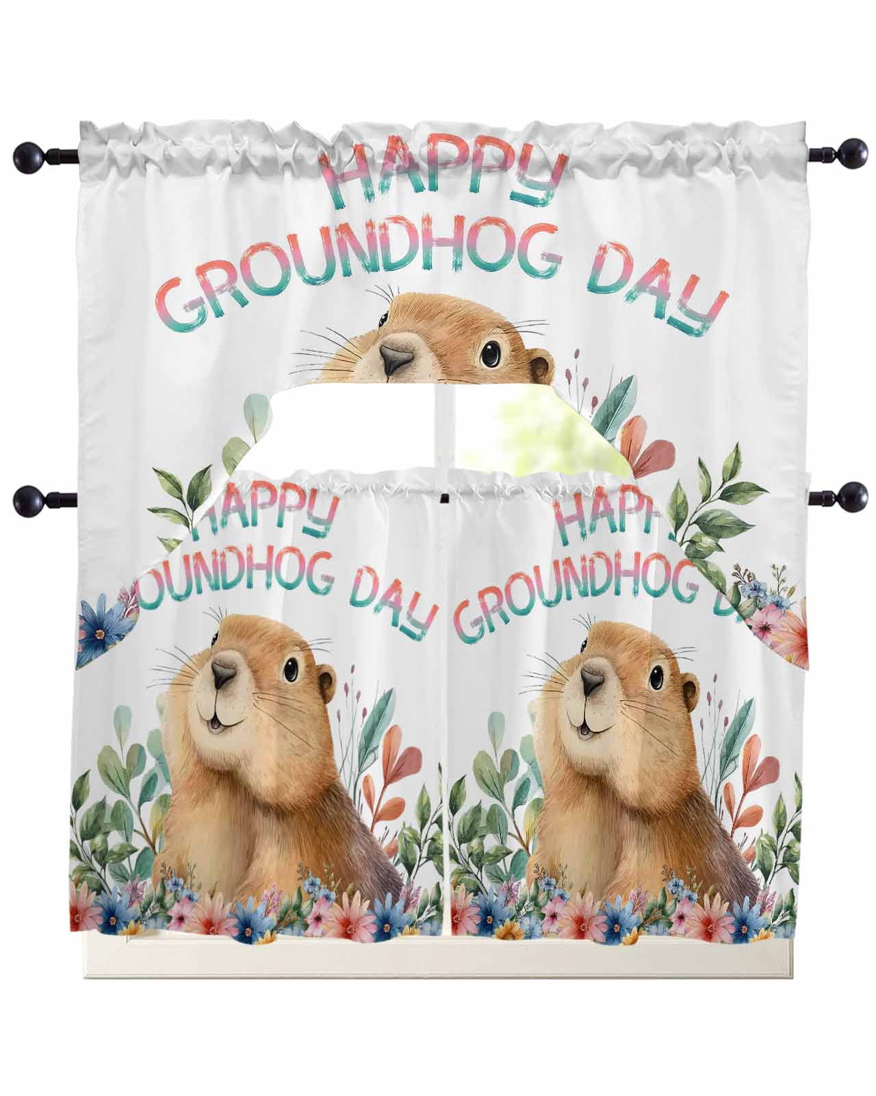 Ground Rat Flower Bushes Rustic Leaves Swag Curtains for Living Room ...