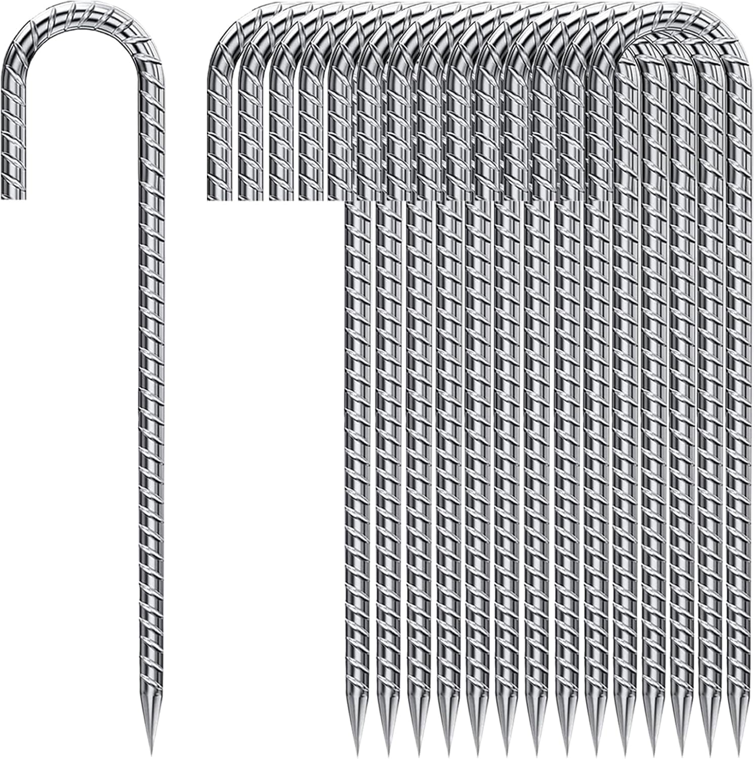 Ground Rebar Stakes 12 Inch Galvanized,J Hook Rebar Staples Heavy Duty ...