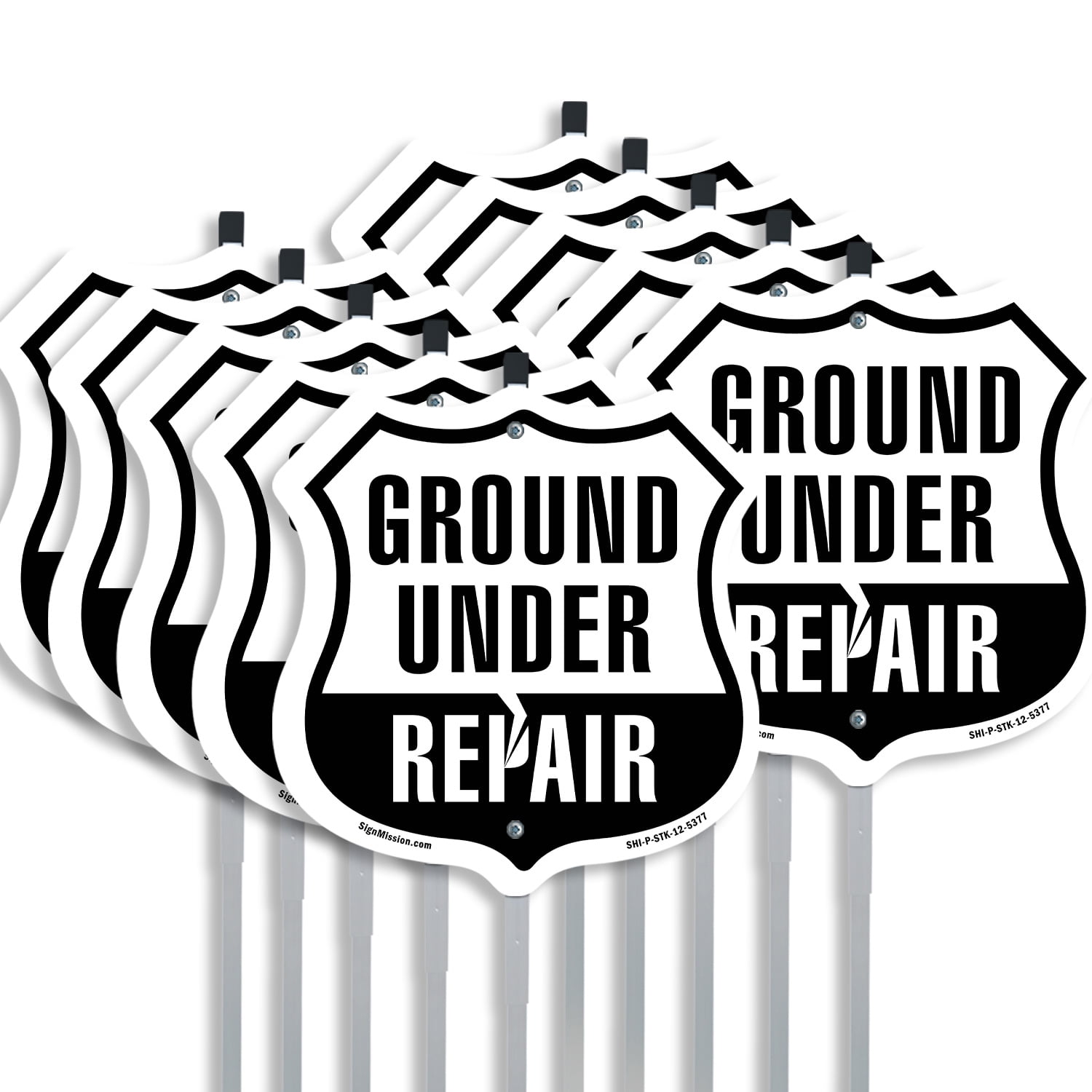 Ground Under Repair (10 Pack) 12 inch X 12 inch Shield Shaped Rust-Free ...