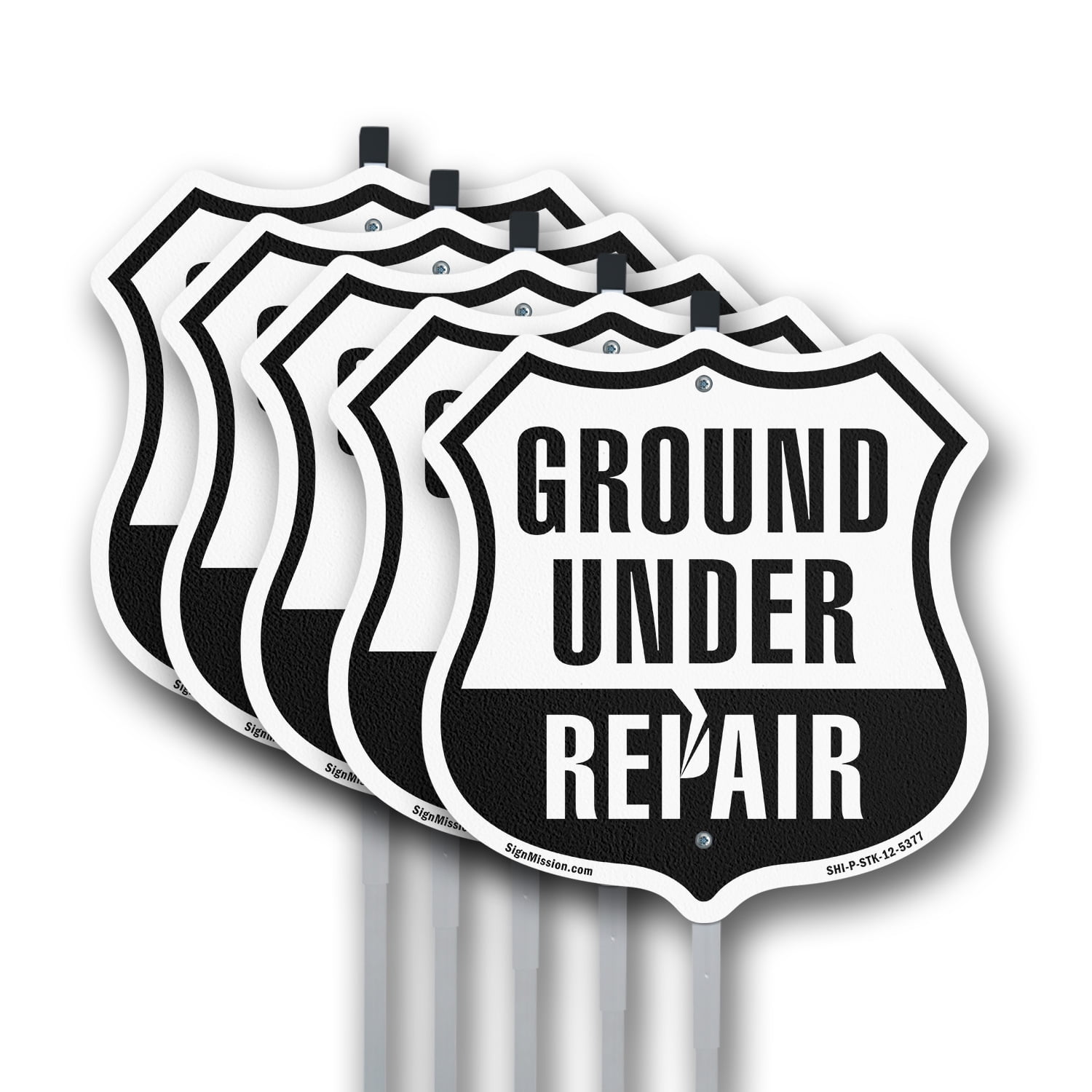 Ground Under Repair (5 Pack) 12 inch X 12 inch Shield Shaped Rust-Free ...
