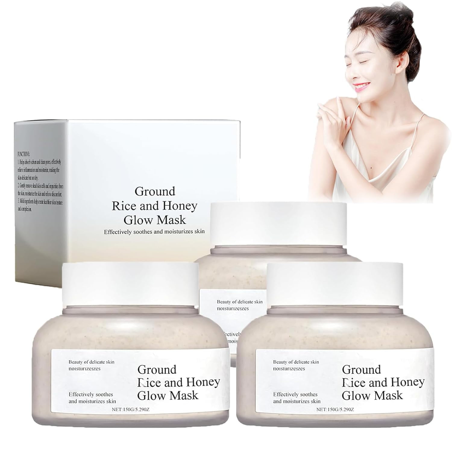 Ground Rice and Honey Glow Mask Pore Sebum Care for Dry Sensitive Skin ...