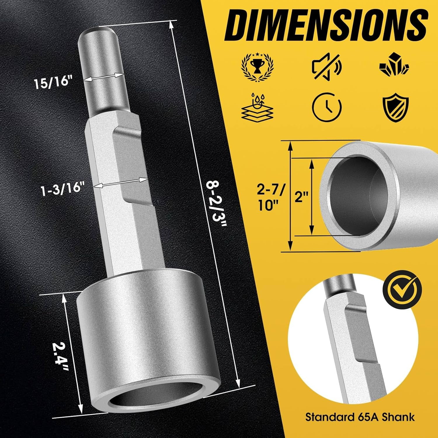 Ground Rod Driver, 65A Shank T-Post Driver for 1-3/16" Hex Jackhammers ...