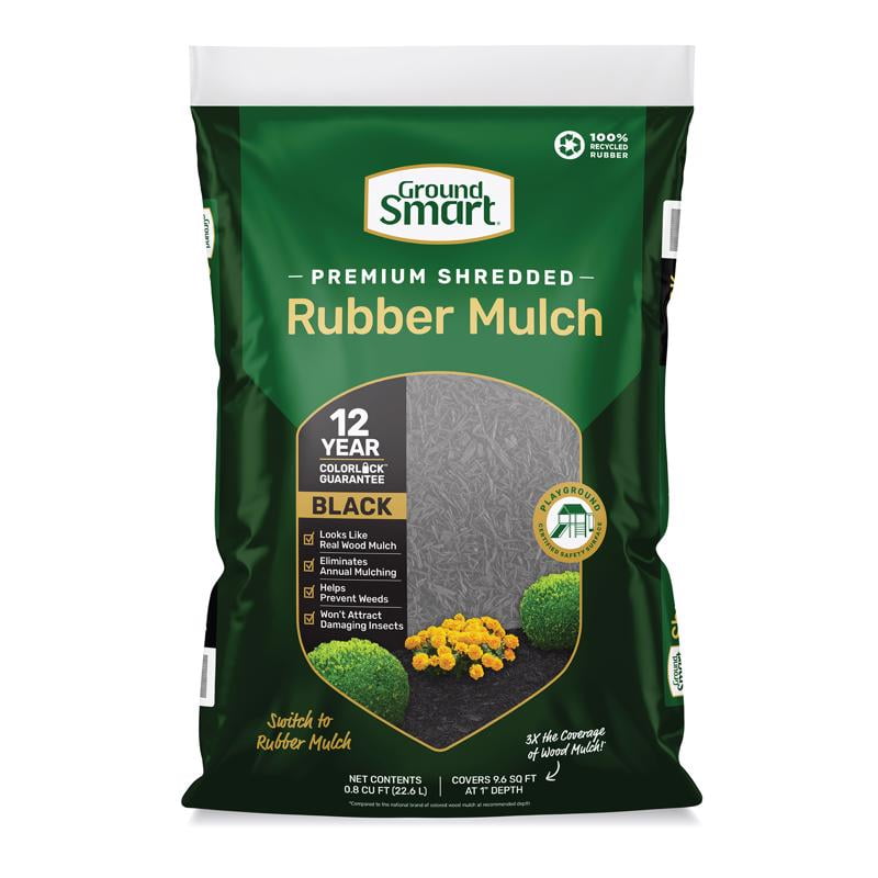 Ground Smart Black Shredded Rubber Mulch 0.8 cu ft - Walmart.com
