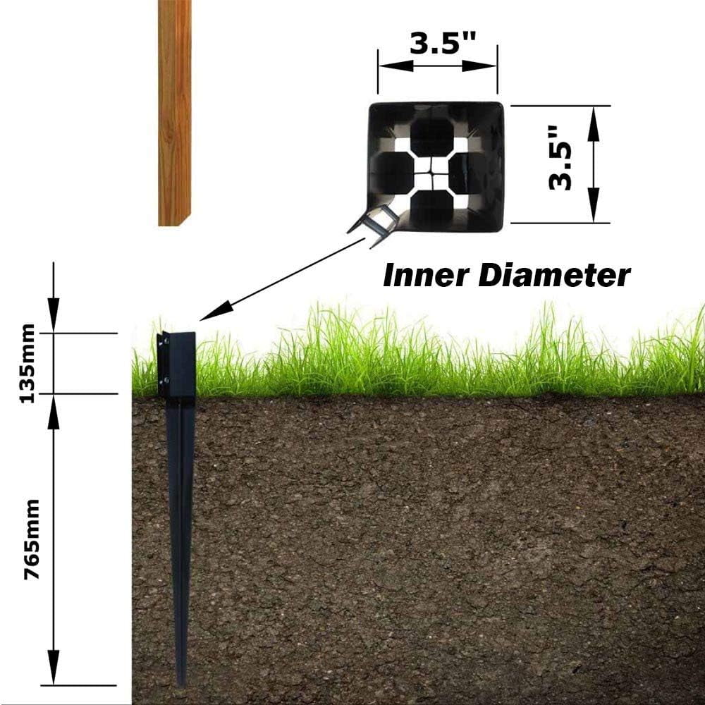Ground Spike Fence Post Anchor, Metal with Black Powder Coated, 36 X 4 ...