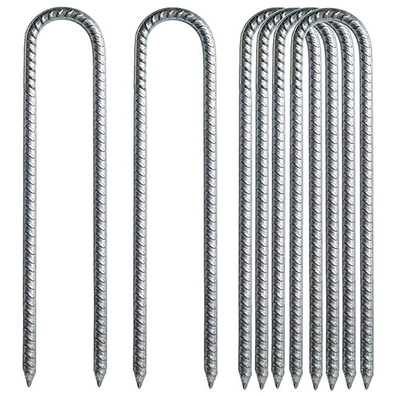 Ground Stakes, 6 Packs 12 Inch U-Shaped Rebar Stakes, Galvanized Steel ...