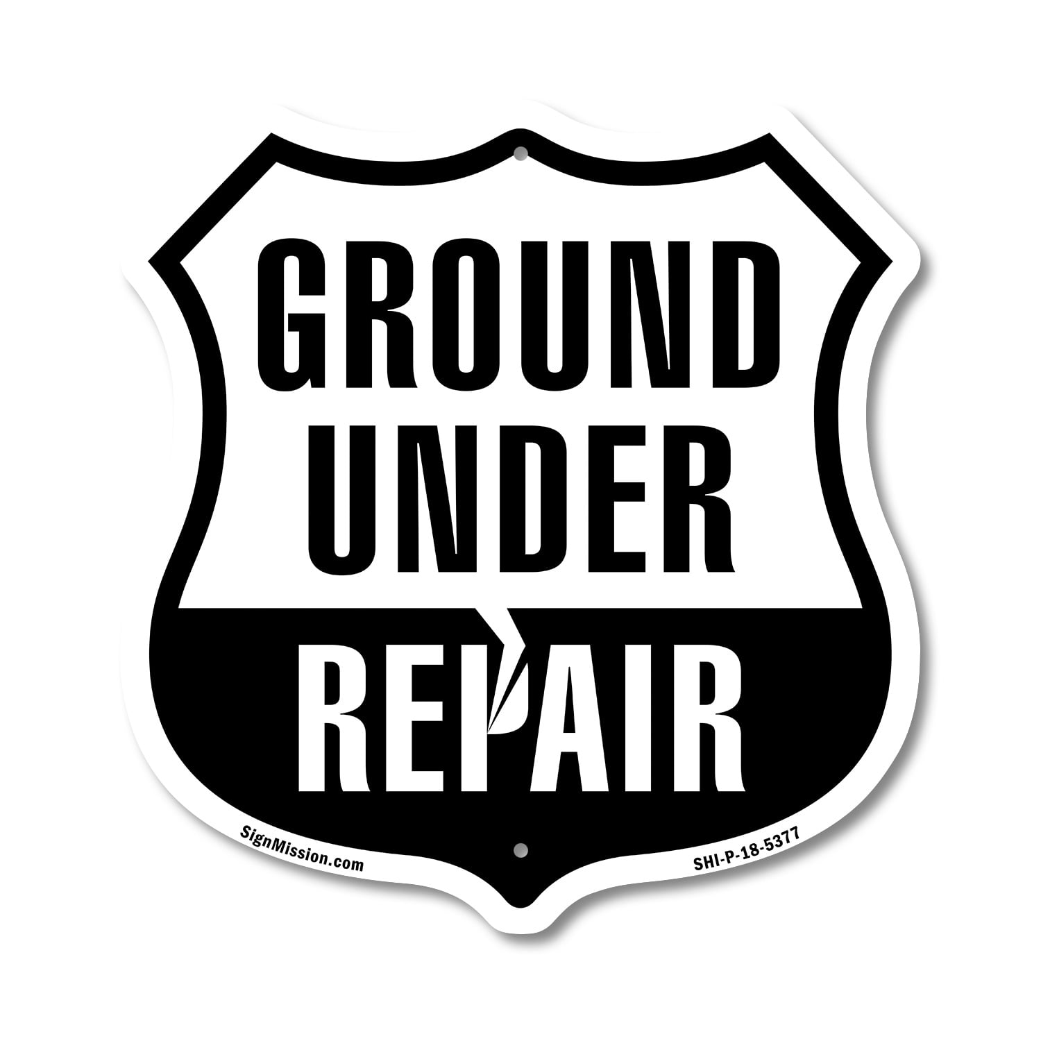 Ground Under Repair 12 inch X 12 inch Shield Shaped Commercial Grade ...