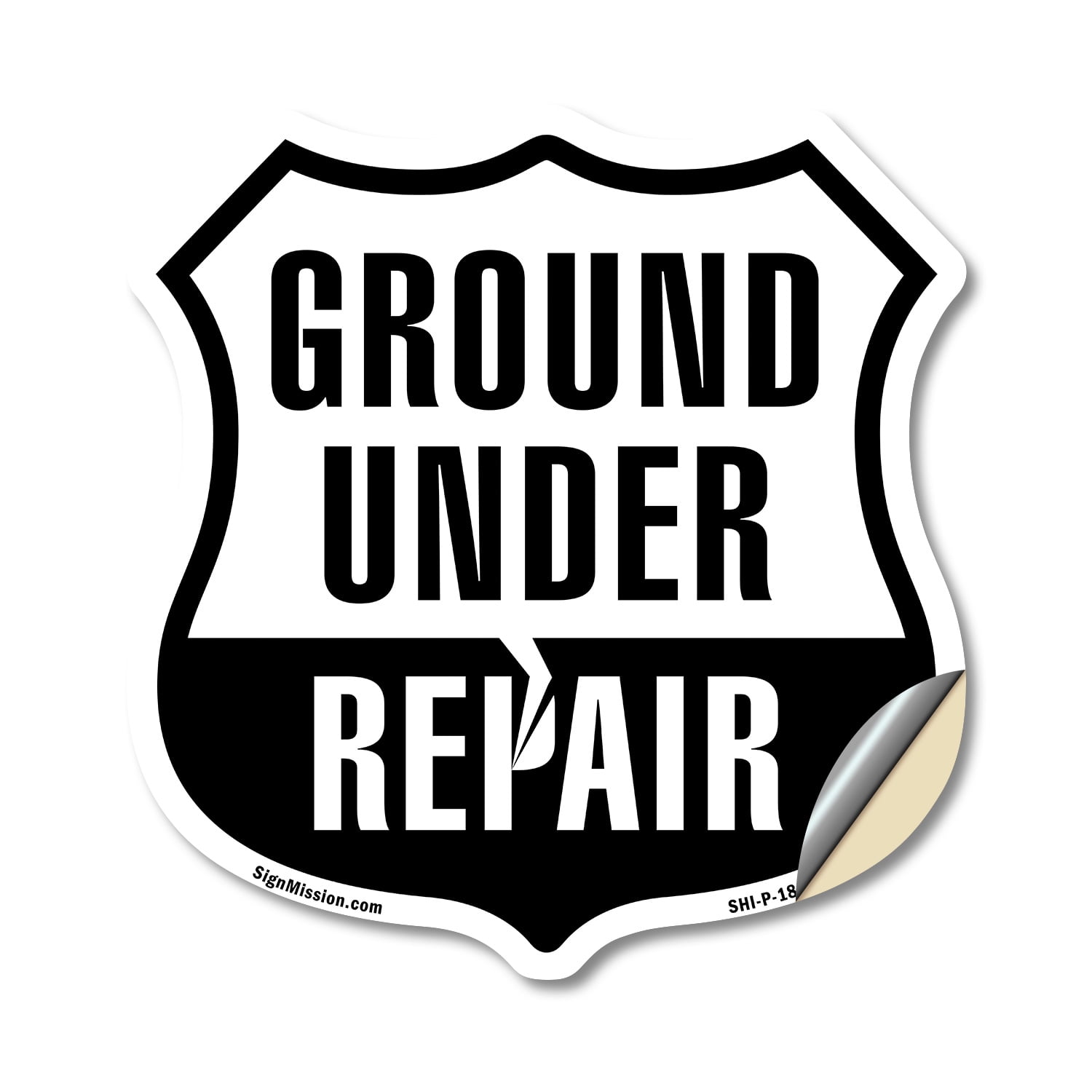 Ground Under Repair (2 Pack) 12 inch X 12 inch Shield Shaped Heavy Duty ...