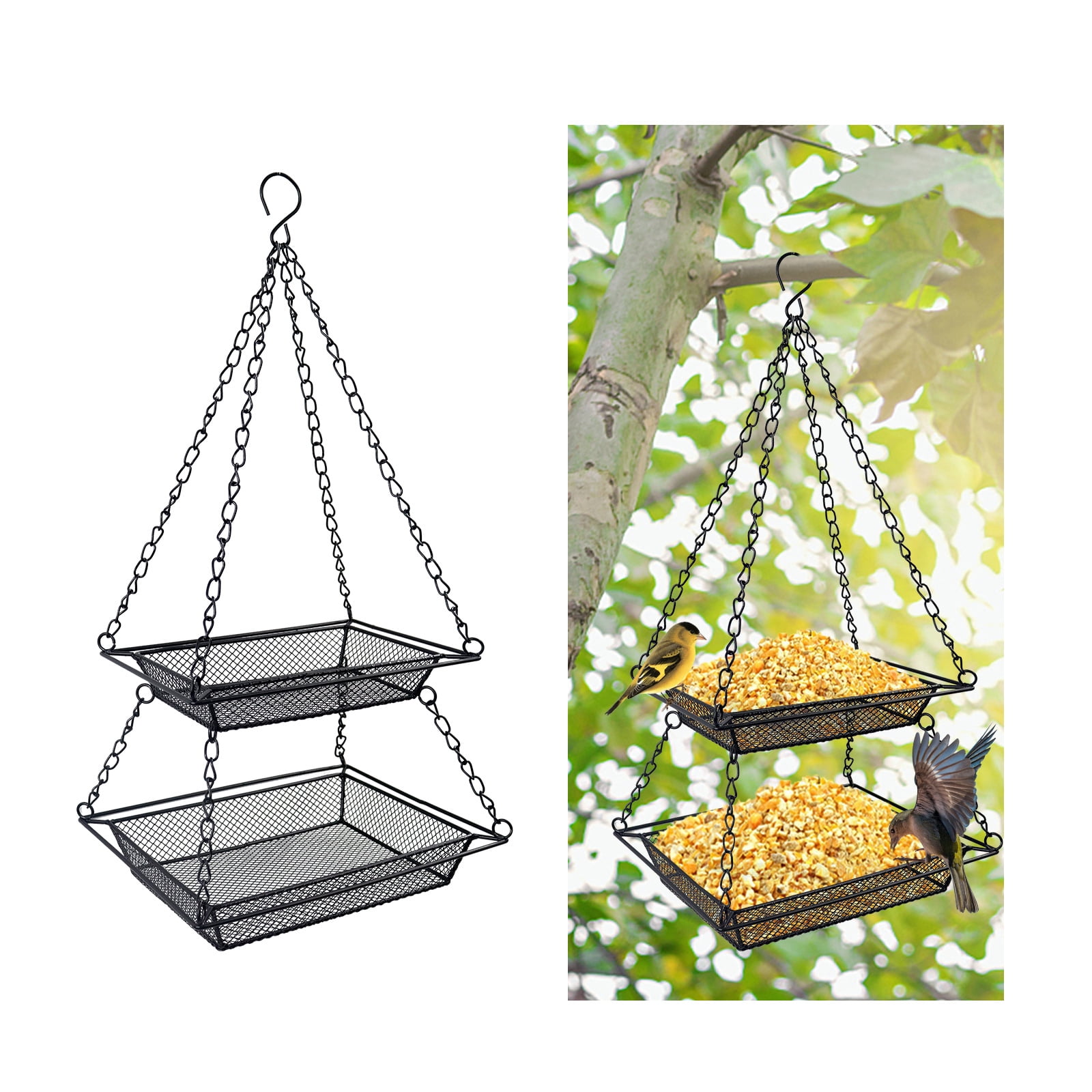 Ground and Hanging Bird Feeder Tray - Can Mount on Patio Handrail ...
