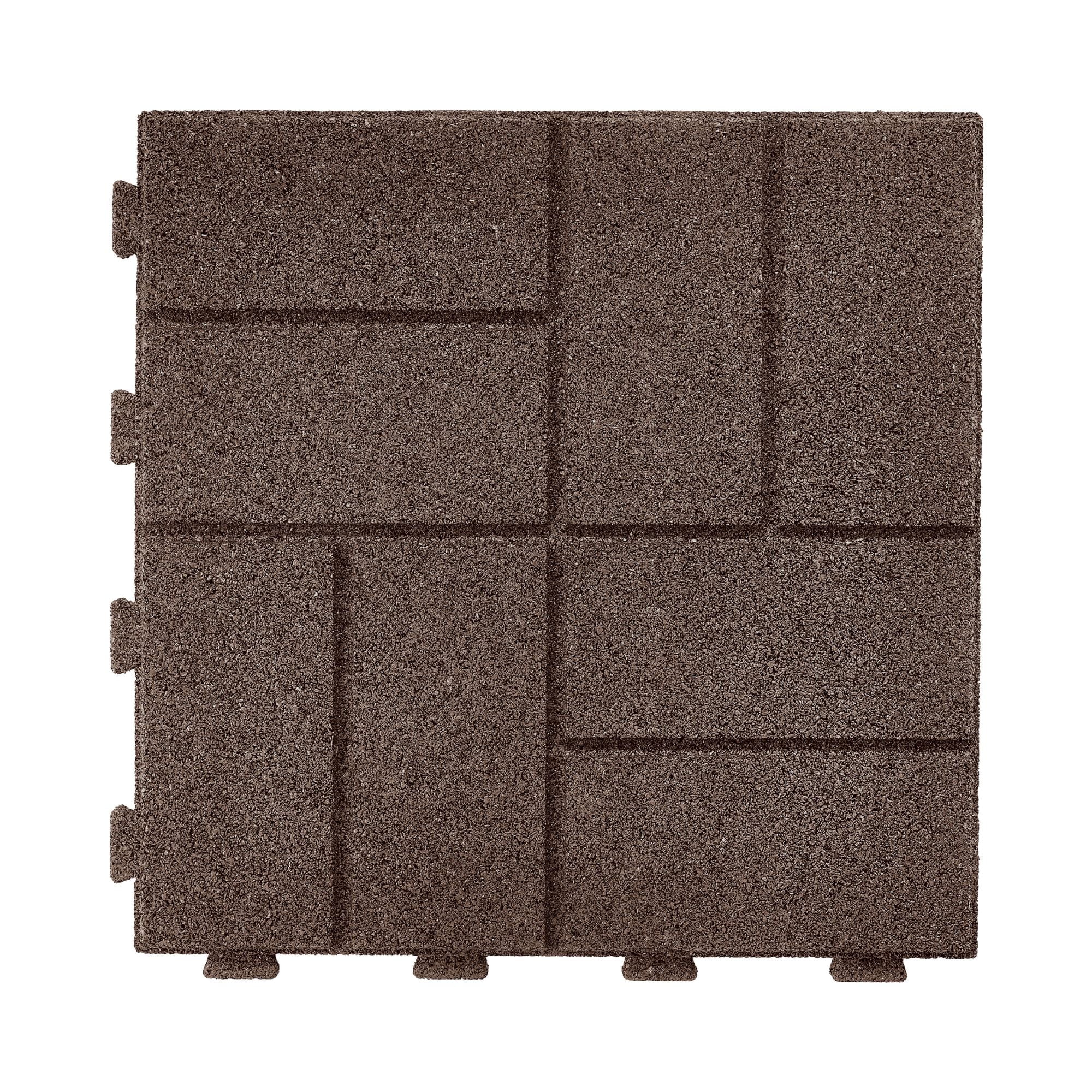 GroundSmart 16" x 16" x 5/8" Brown SmartLoc Brick Rubber Paver, 75 pack ...