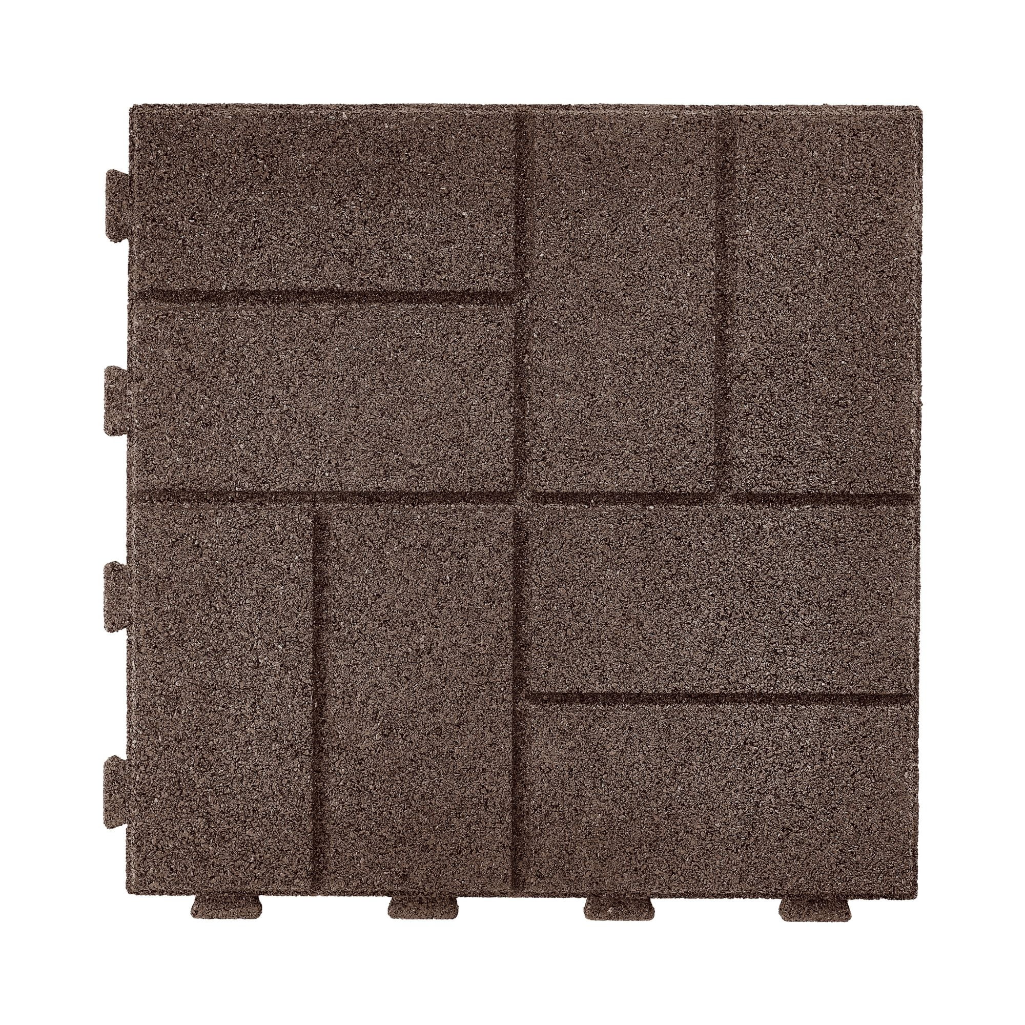 GroundSmart 16" x 16" x 5/8" Brown SmartLoc Brick Rubber Paver, 75 pack ...