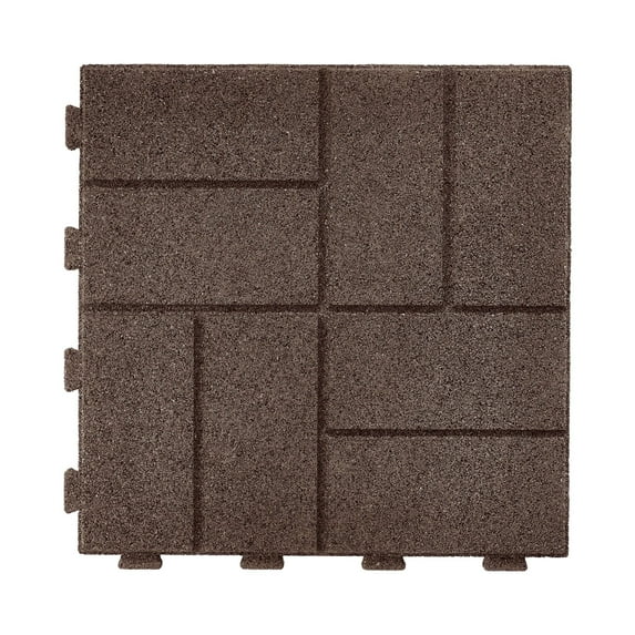 GroundSmart 16" x 16" x 5/8" Brown SmartLoc Brick Rubber Paver, 9 Pack ...