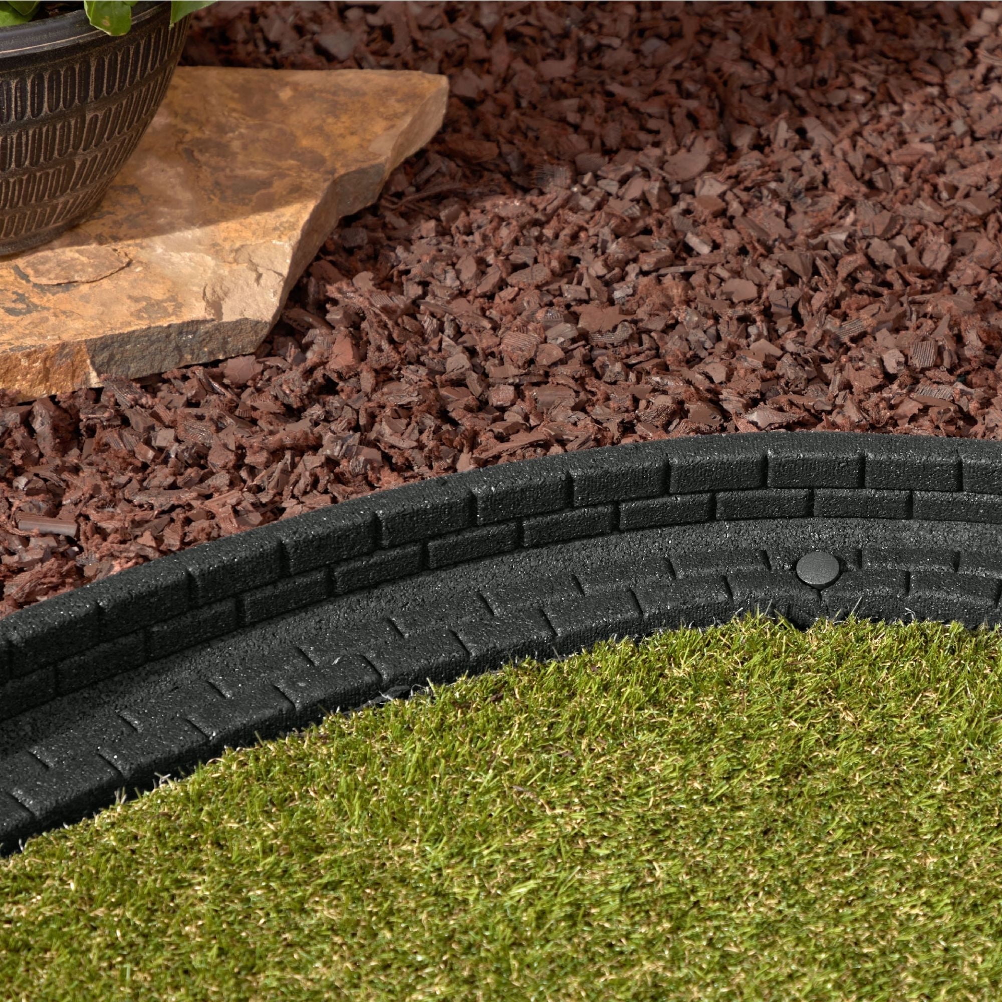 GroundSmart Brickface Landscape Edging, Gray Rubber Garden Border 4'x3 ...