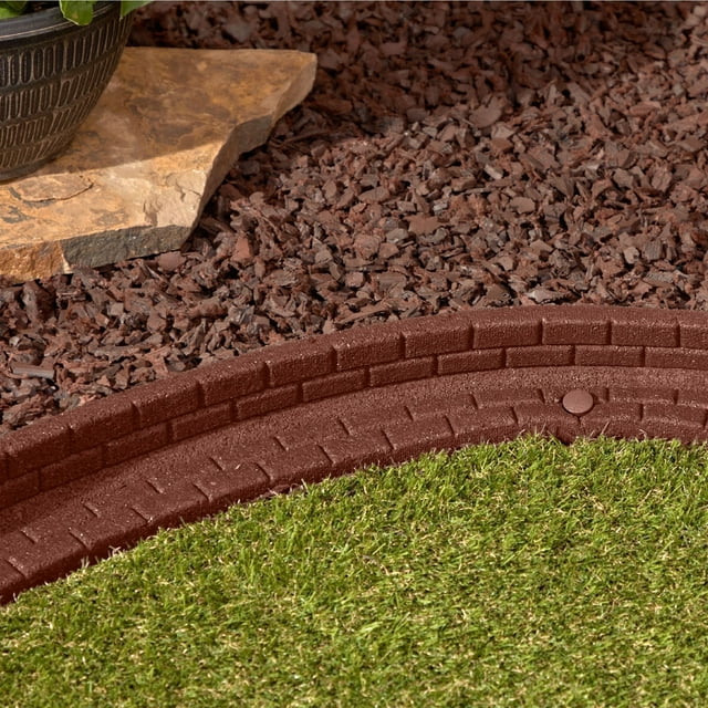 GroundSmart Brickface Landscape Edging, 4' Red Rubber Garden Edging ...