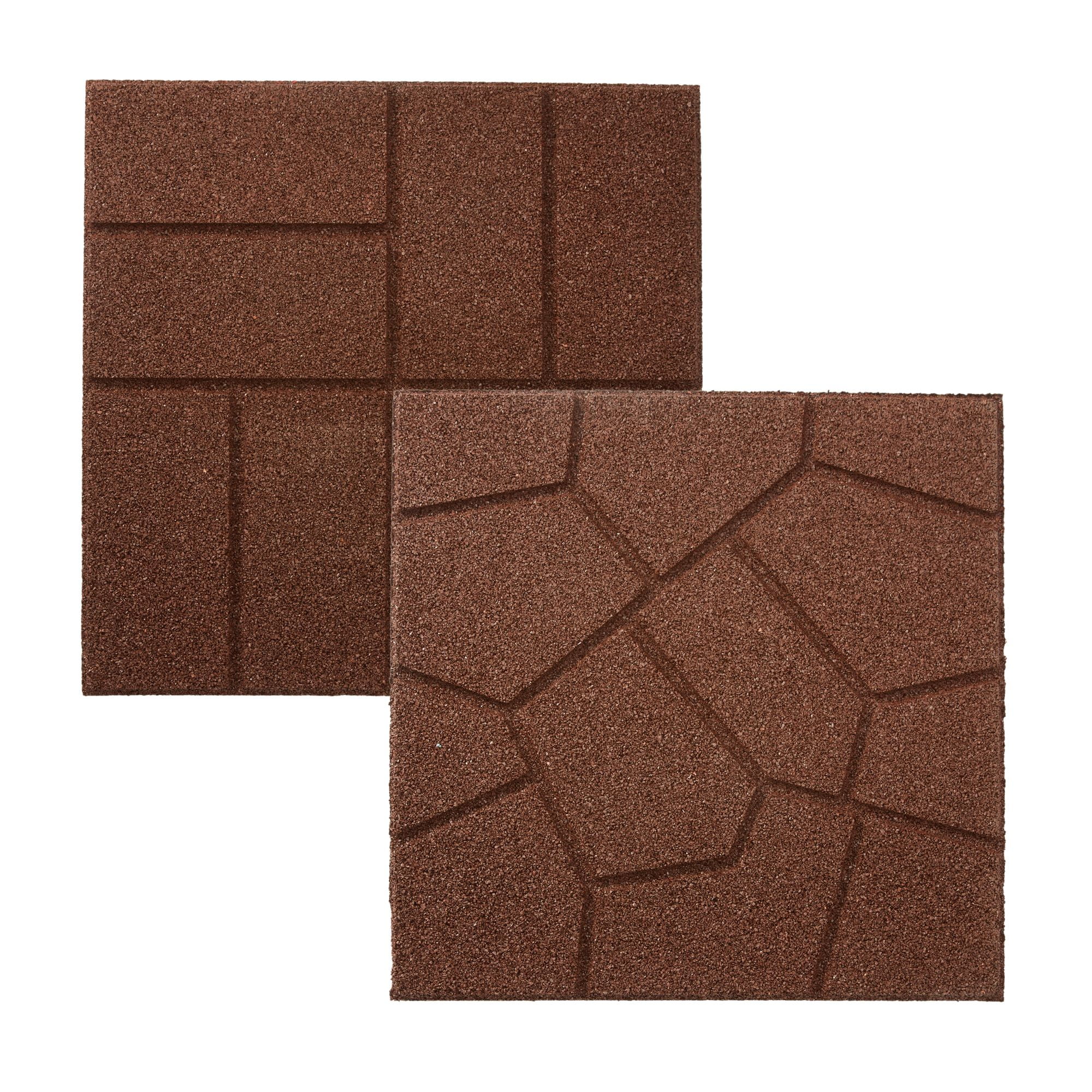 GroundSmart Brown Rubber Garden Pavers 16x16, 9 Pack, Brick & Stone ...