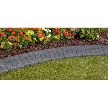GroundSmart Brickface Landscape Edging, Gray Rubber Garden Border 4'x3 ...