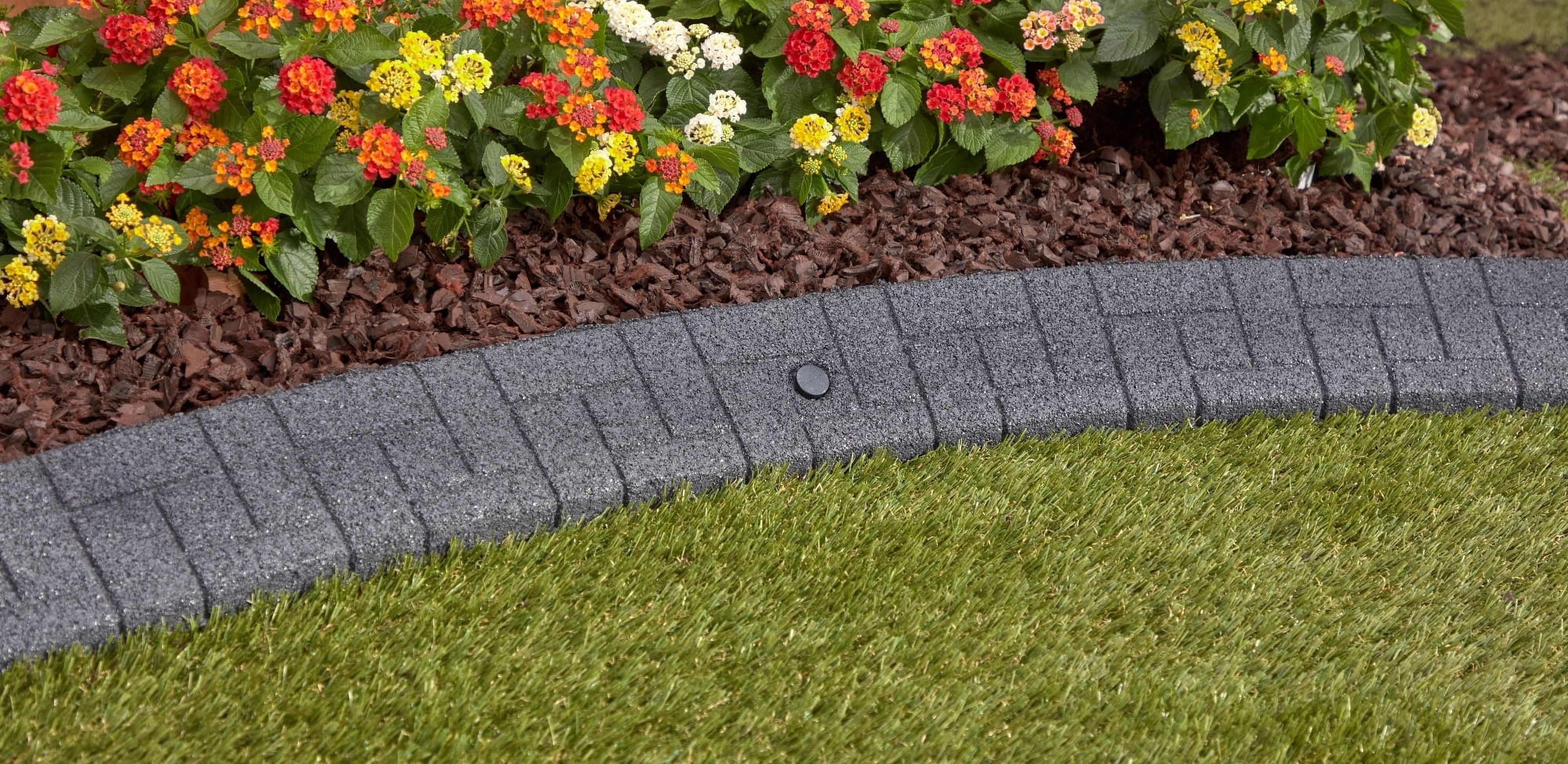 GroundSmart Curb Landscape Edging, 4' Gray Rubber Garden Edging Border ...