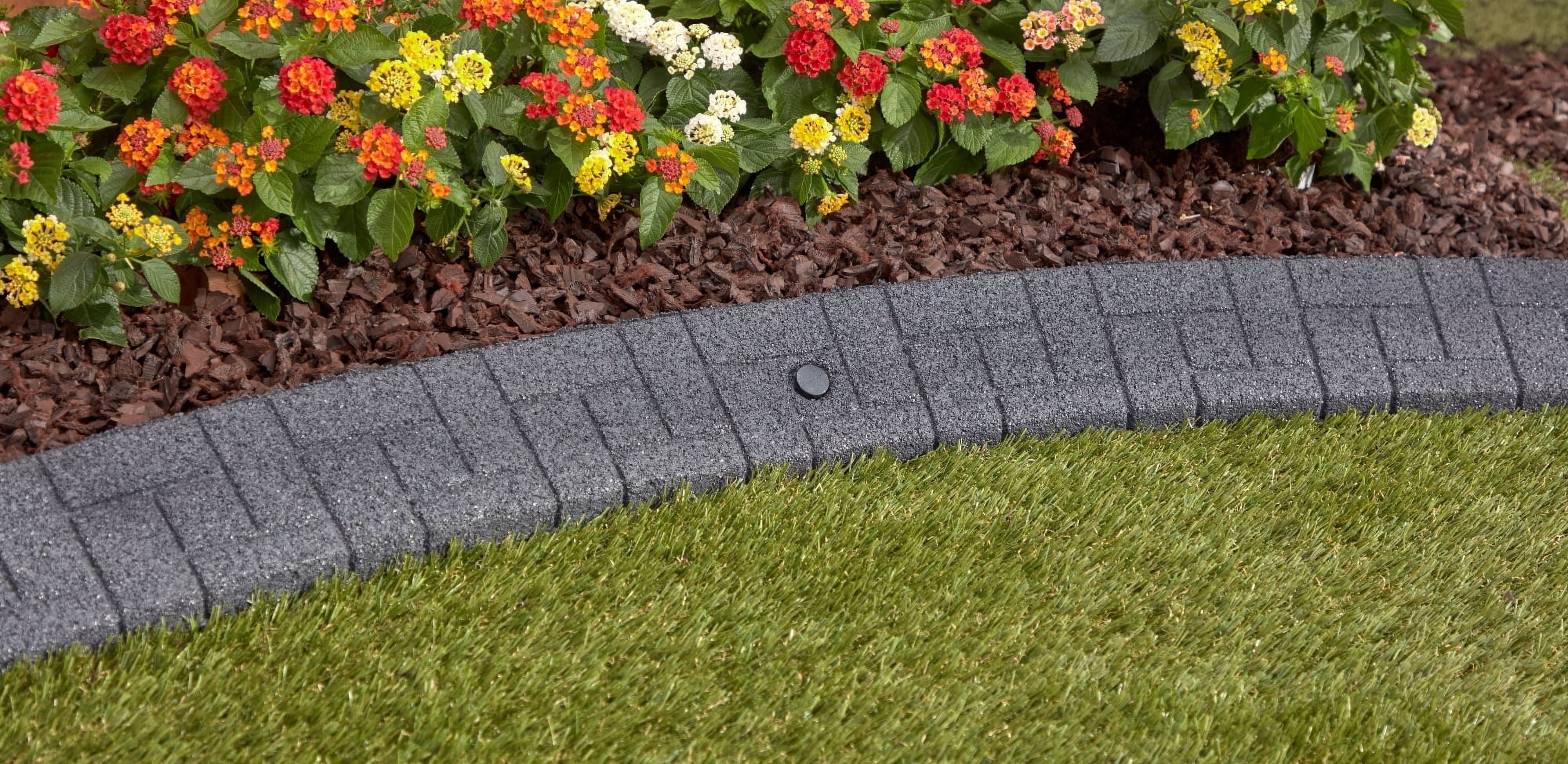 GroundSmart Curb Landscape Edging, 4' Gray Rubber Garden Border, 4 Pack ...