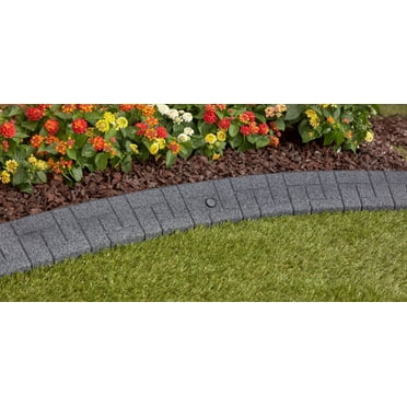 GroundSmart Roman Brick Landscape Edging, 4' Gray Rubber Garden Border ...