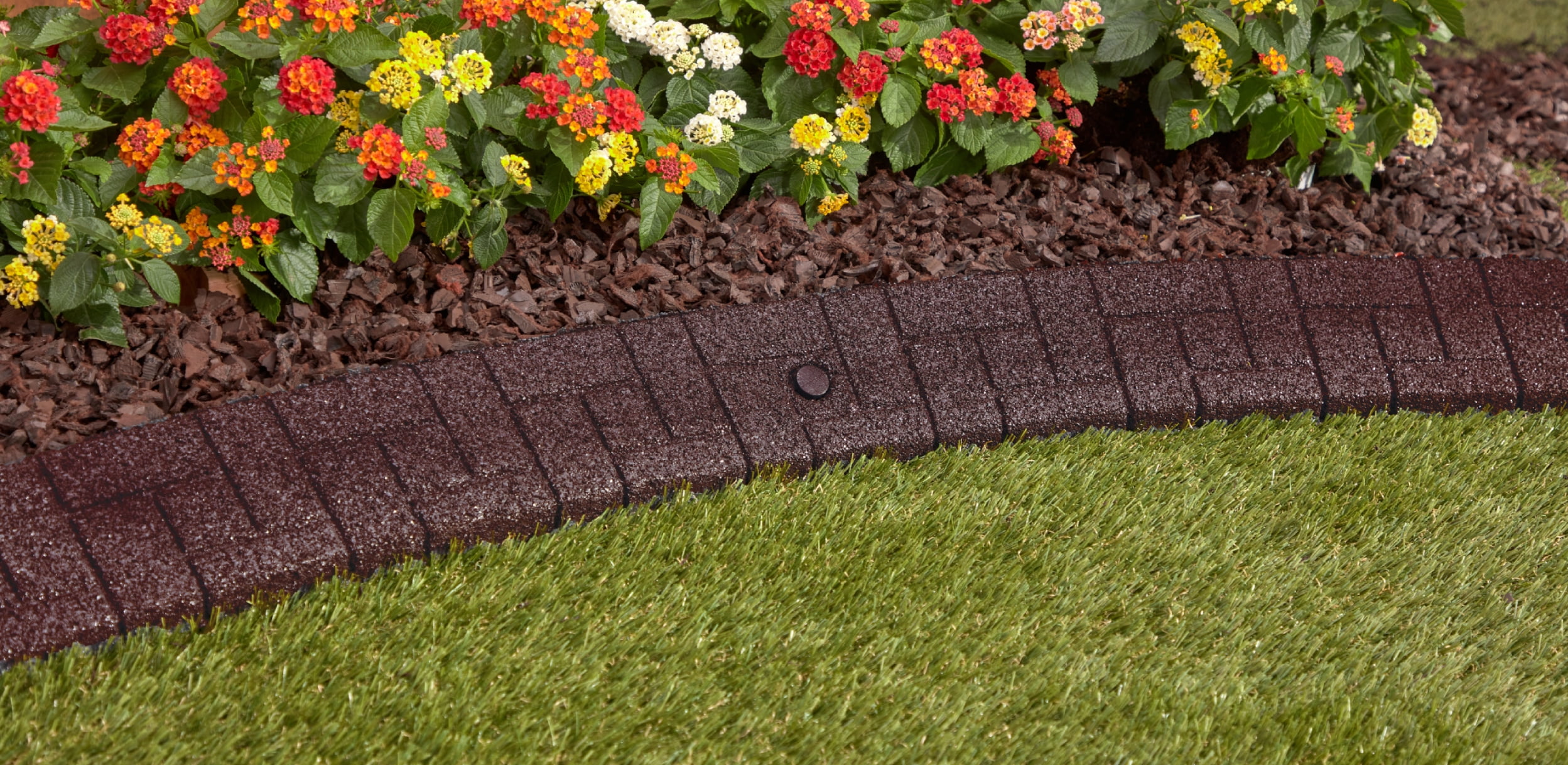 GroundSmart Curb Landscape Edging, 4' Brown Rubber Garden Border, 32 ...