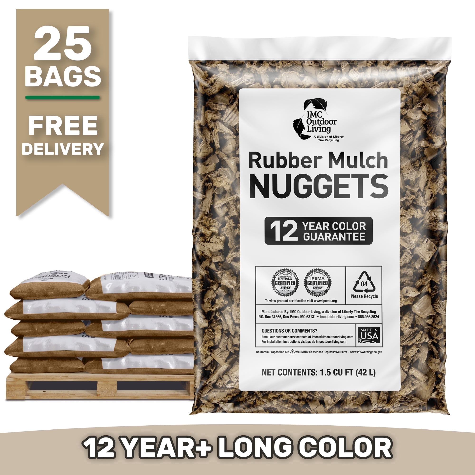 GroundSmart Premium Nugget Rubber Mulch for Landscaping and Playgrounds ...